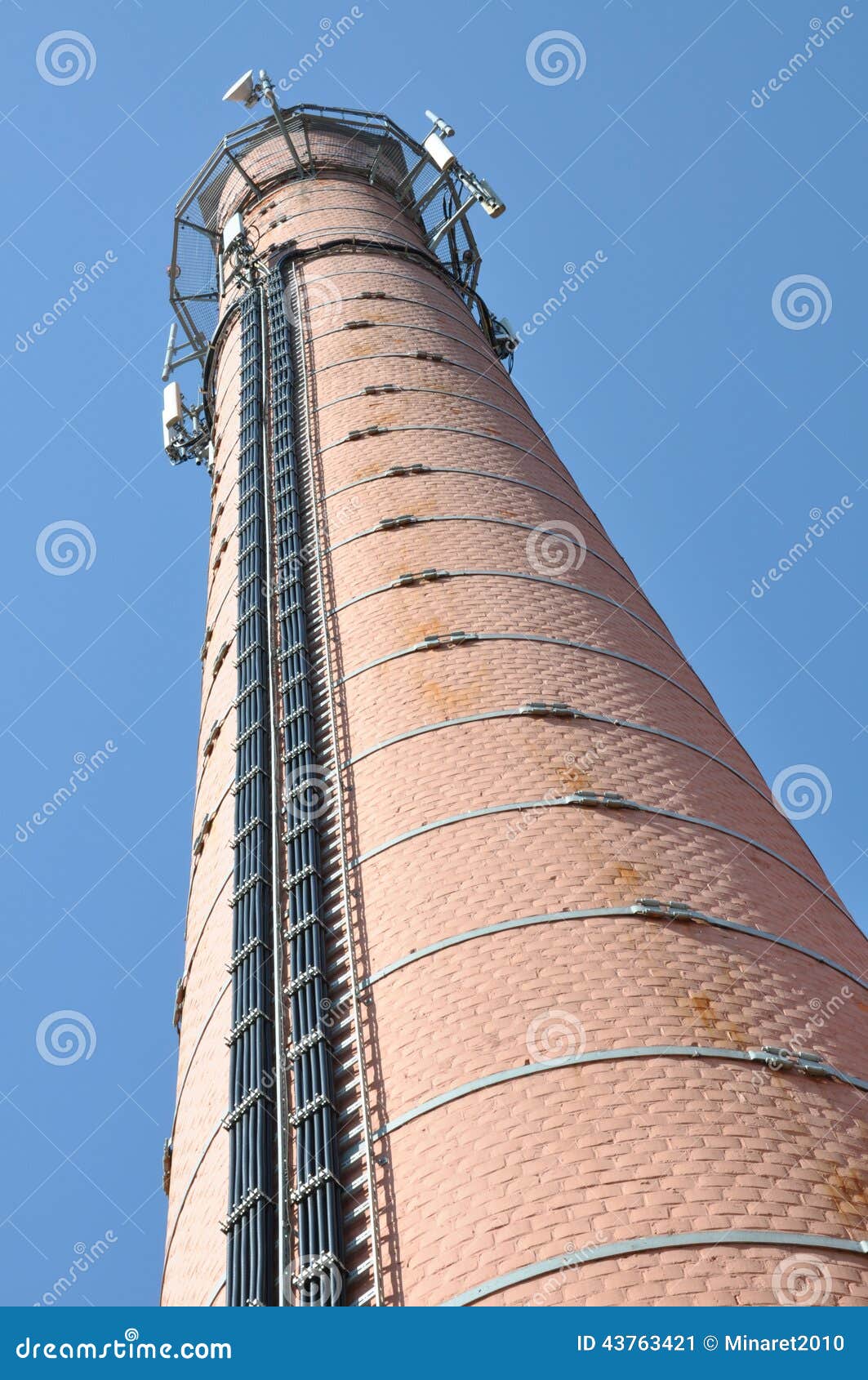 Brick Chimney with Cables Antennas of Telecommunication Systems Stock ...