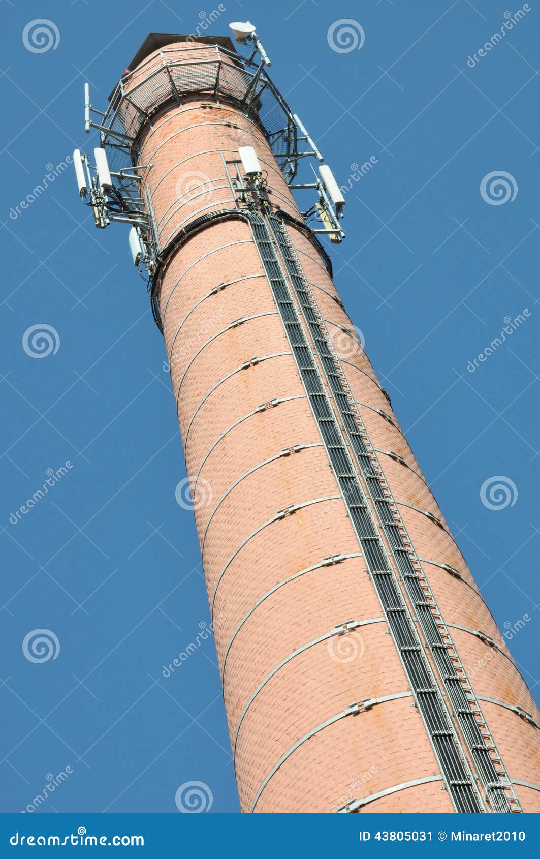 Brick Chimney with Cables Antennas of Telecommunication Systems Stock ...