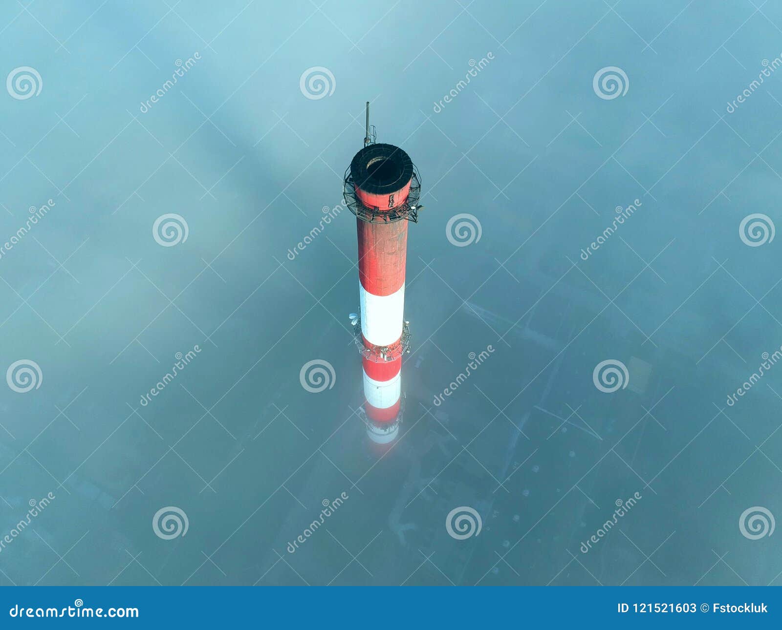 Brick Chimney Floating Above the Clouds, Aerial View Stock Image ...