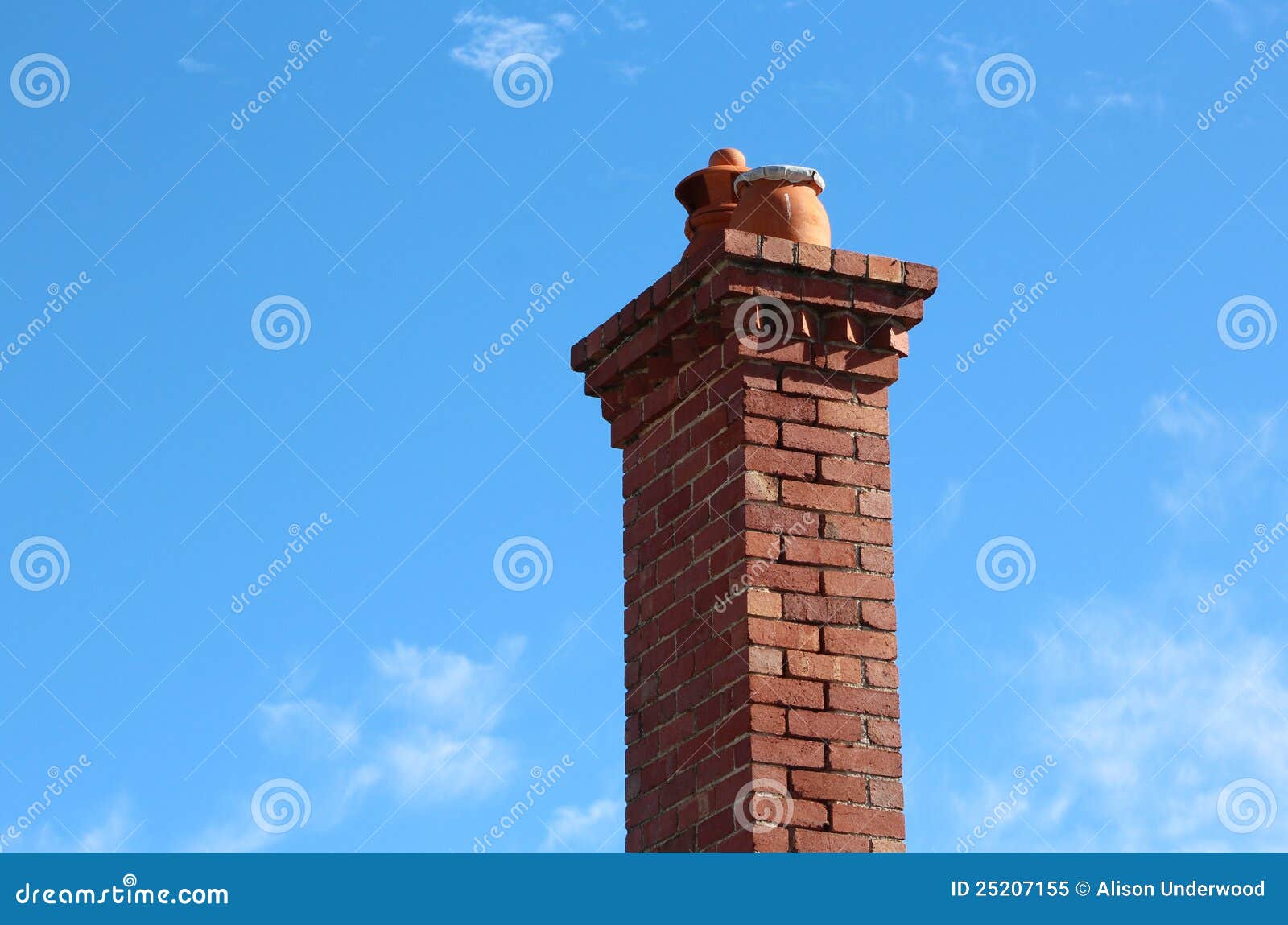 Brick Chimney with Pots stock image. Image of clay, decorative - 25207155