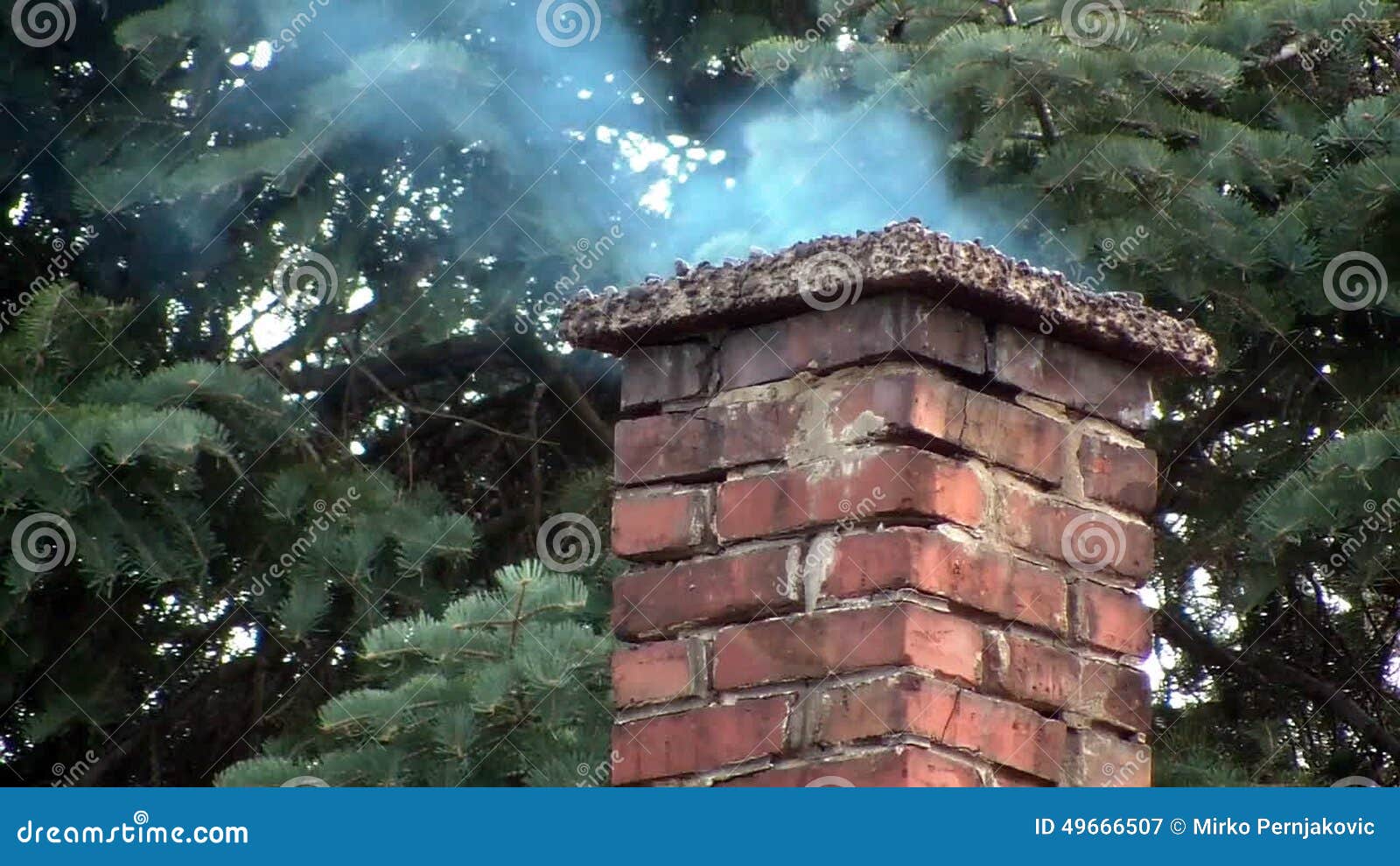 Brick Chimney Puffing Out Smoke Stock Video - Video of tree, chimney ...