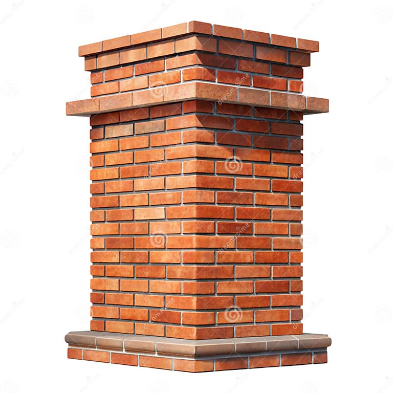 Brick Chimney Stack Isolated on White Background Stock Illustration ...
