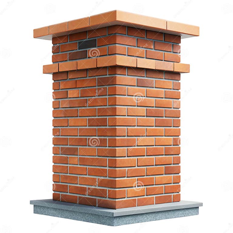Brick Chimney Stack Isolated on White Background Stock Illustration ...