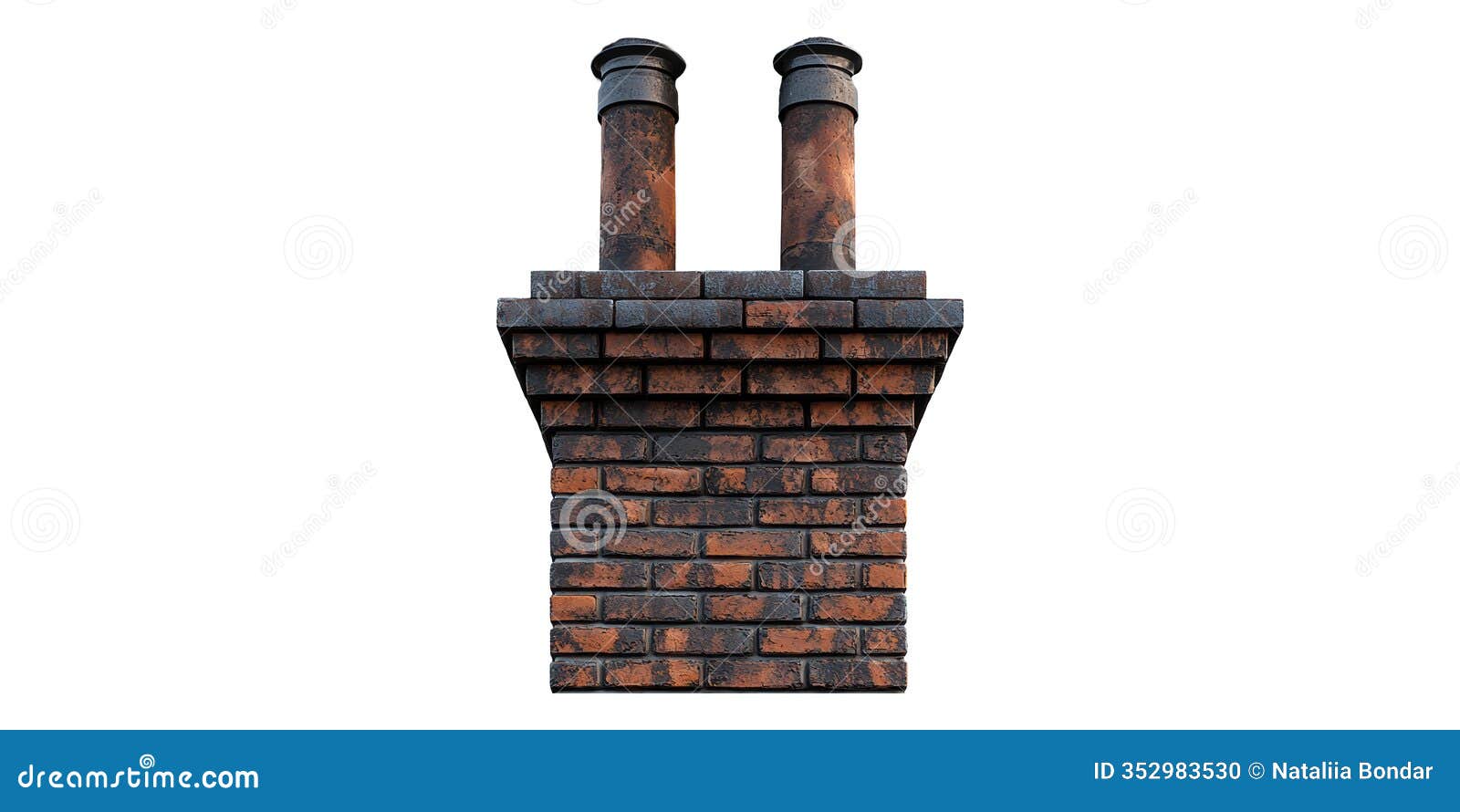 Brick Chimney with Twin Smoke Stacks Isolated on Transparent Background ...