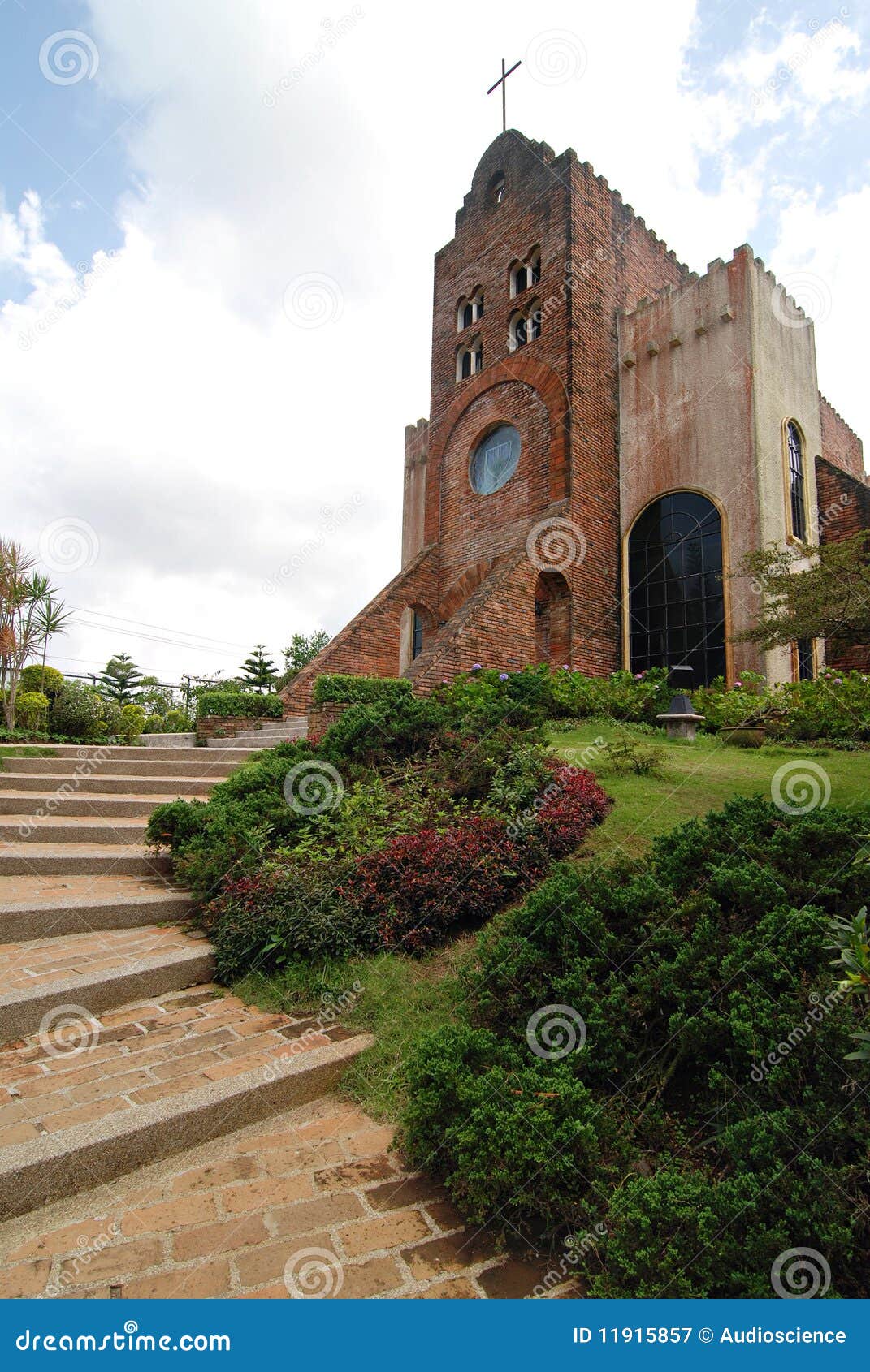 Brick Church on a Hill stock image. Image of country - 11915857