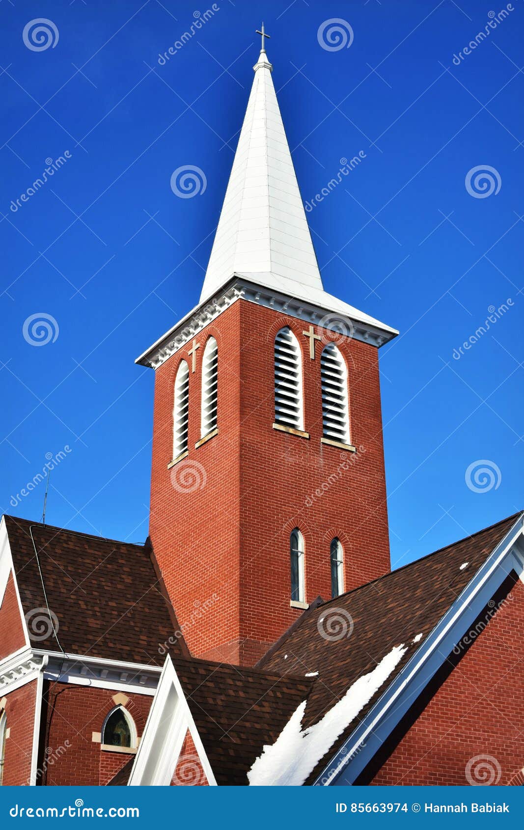 Brick Church Steeple stock photo. Image of bright, jesus - 85663974