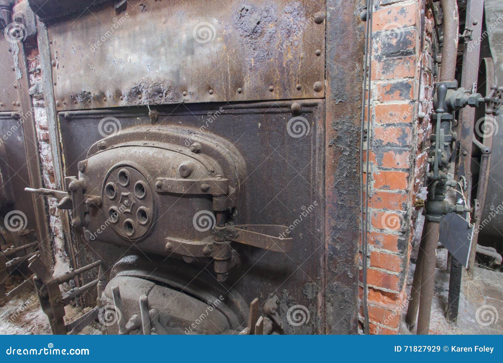 Brick Coal Burning Boiler in Machine Room Stock Image - Image of rust ...