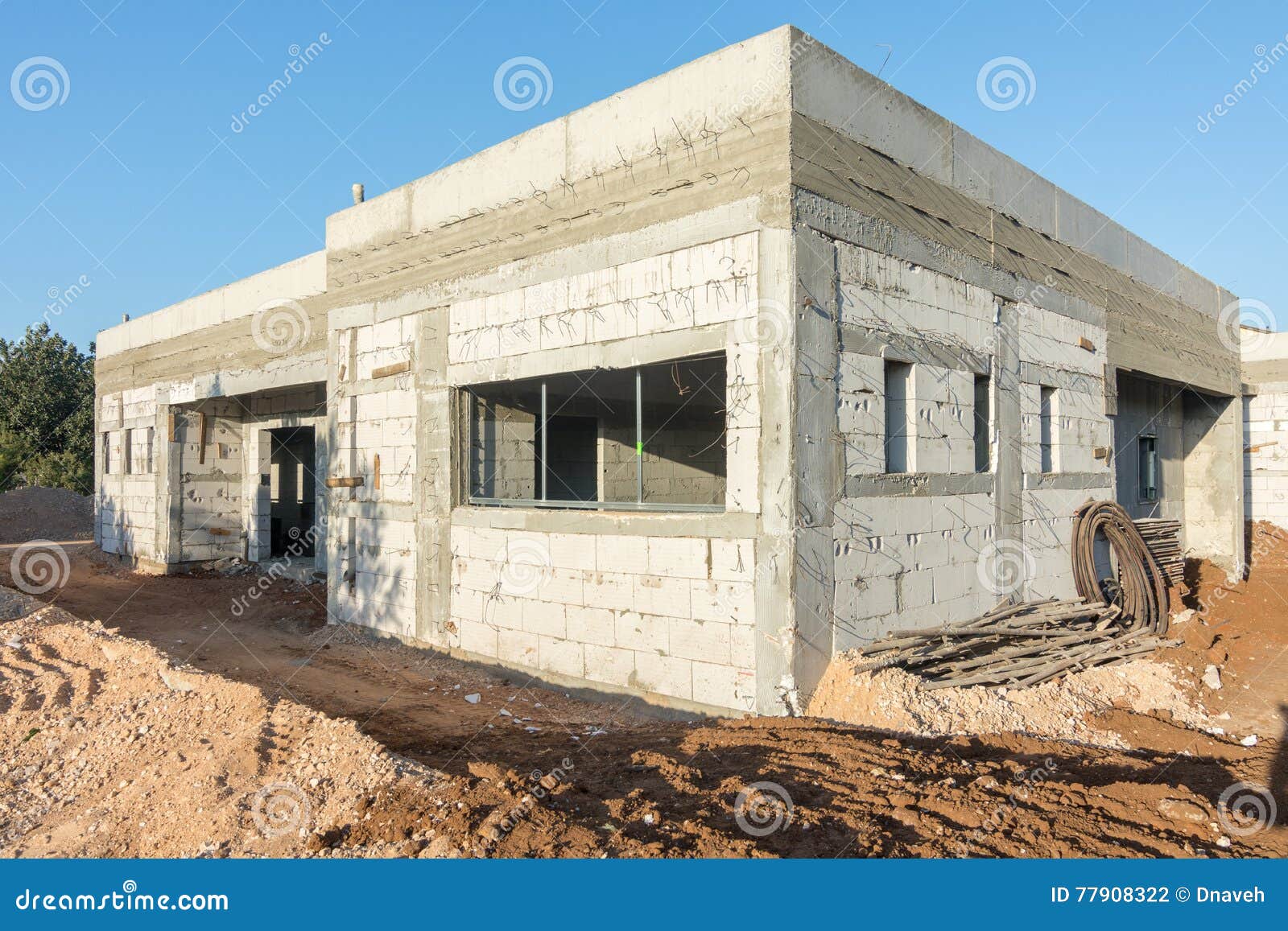 Brick and Concrete House Under Construction Stock Photo - Image of ...