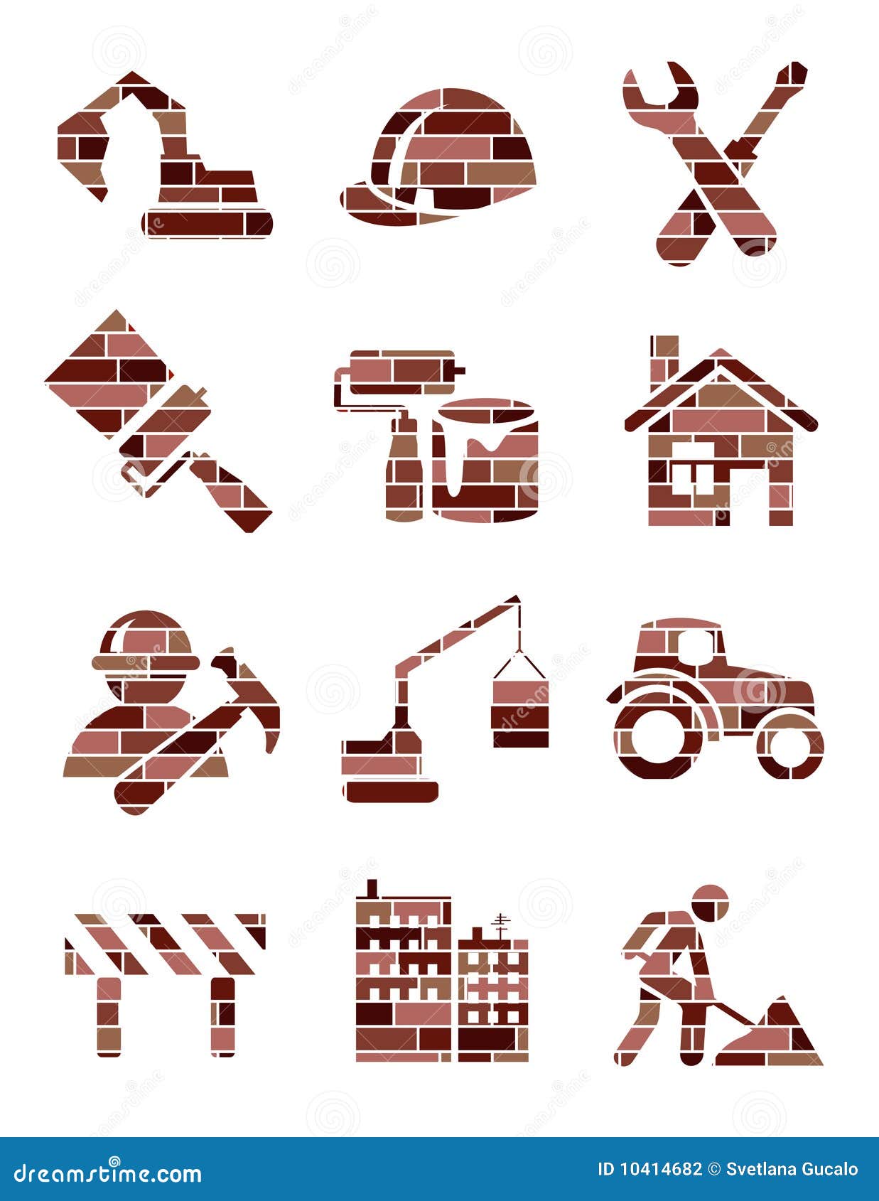 Brick construction icons stock vector. Illustration of clip - 10414682