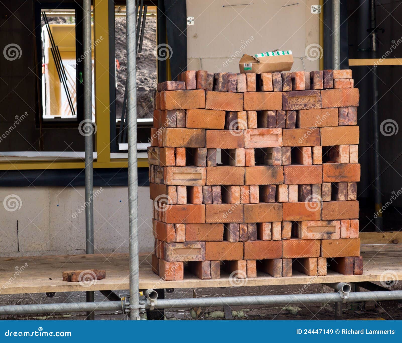 Brick on construction site stock image. Image of block - 24447149