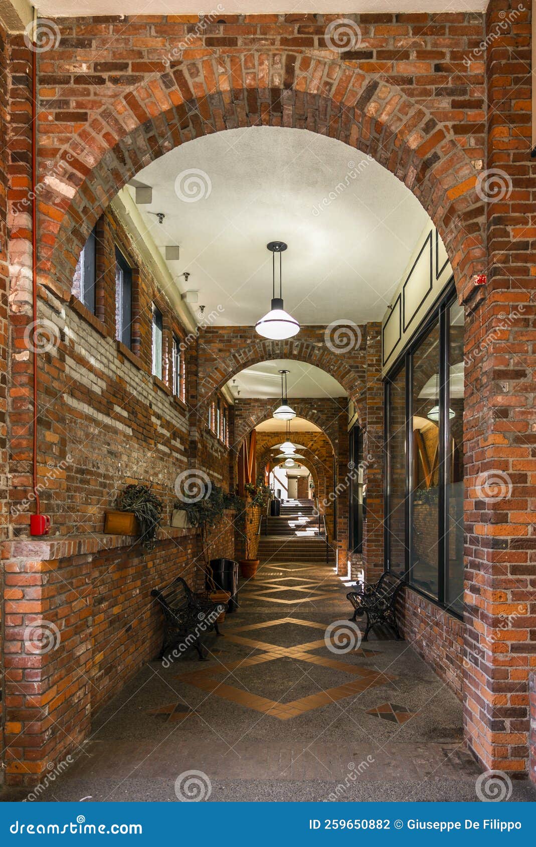 A Brick Corridor in Victoria on Vancouver Island, in the Evening Stock ...
