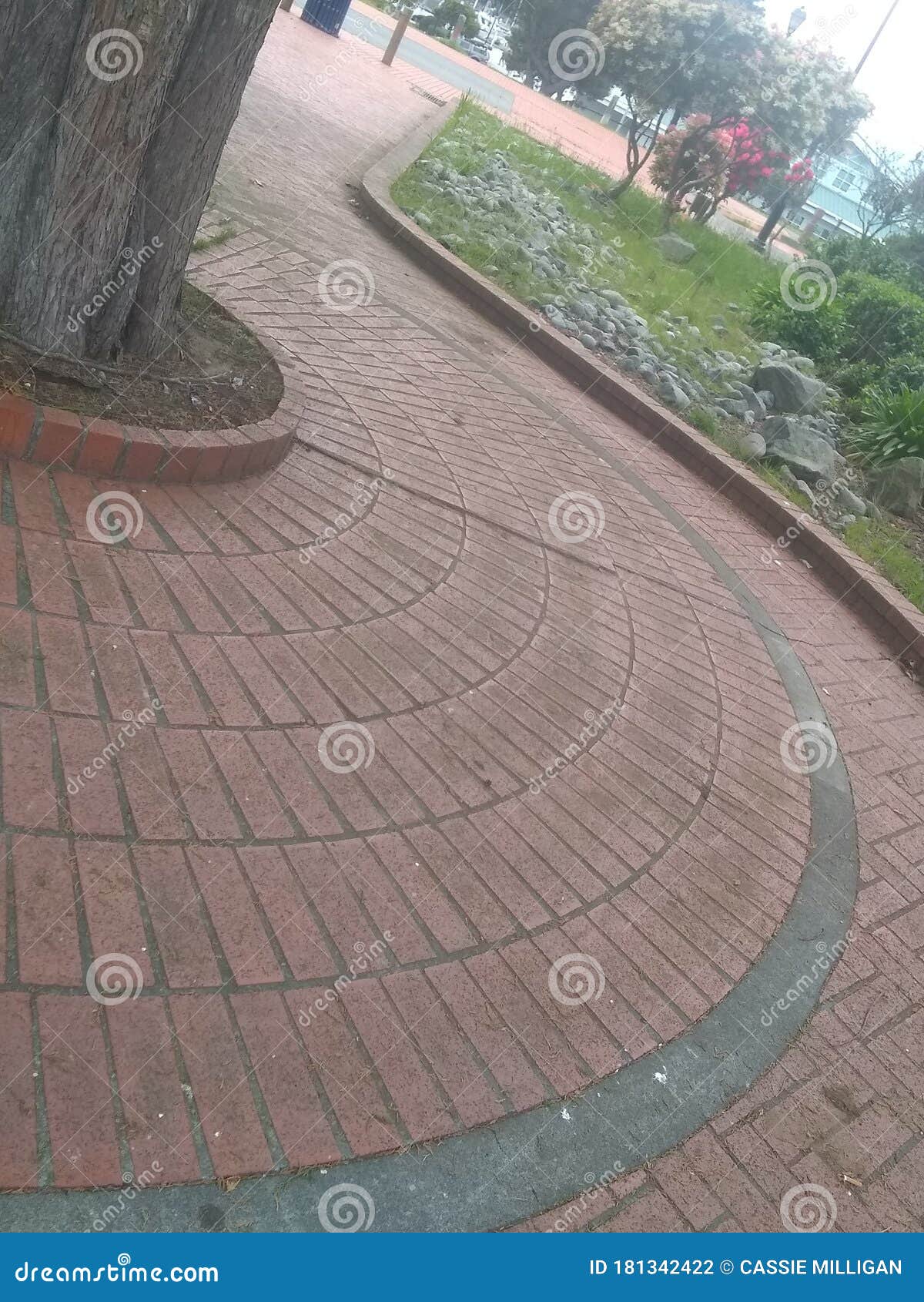 Brick curvy road stock photo. Image of tarmac, walkway - 181342422