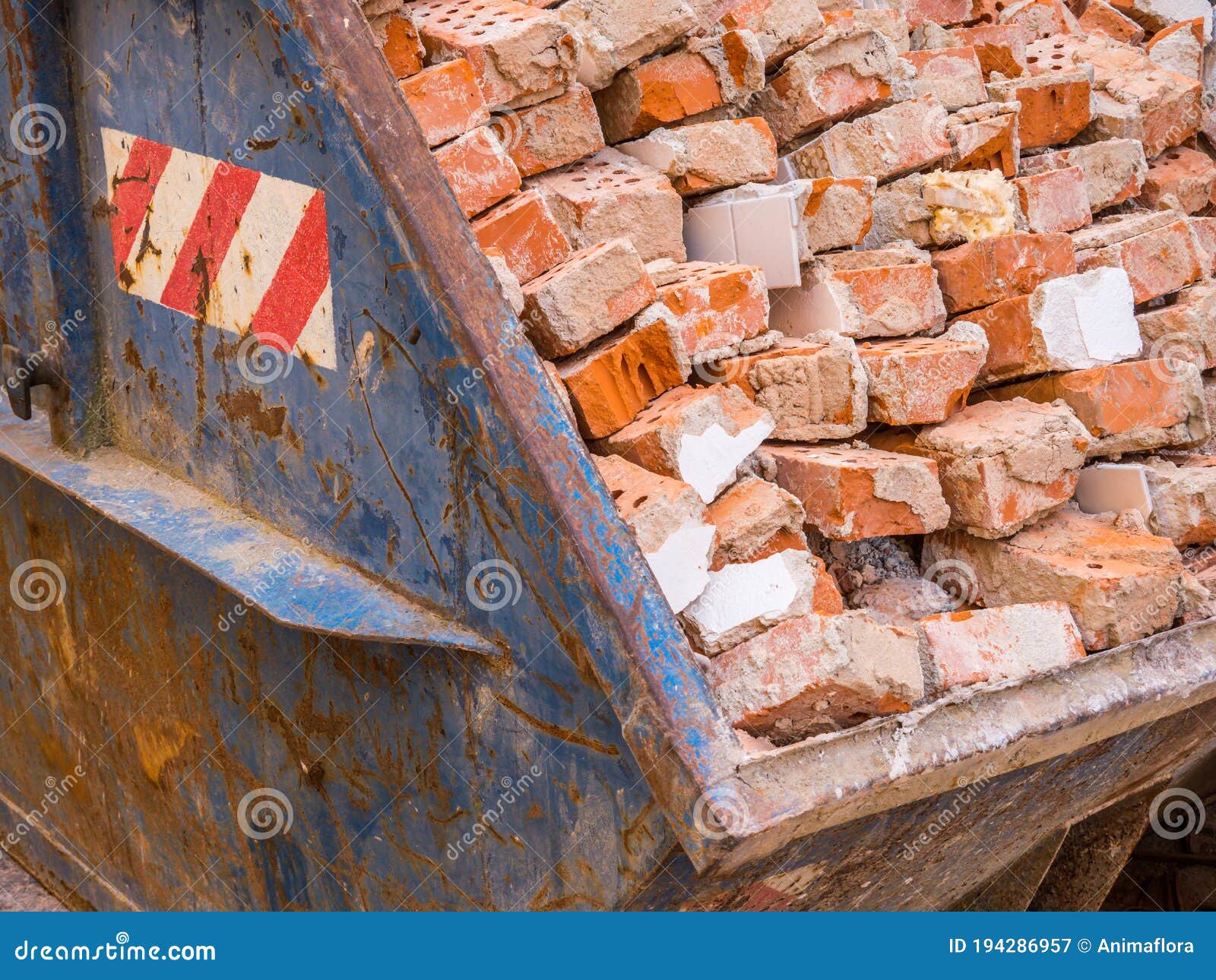 Brick Debris Container Construction Site Stock Image - Image of ...
