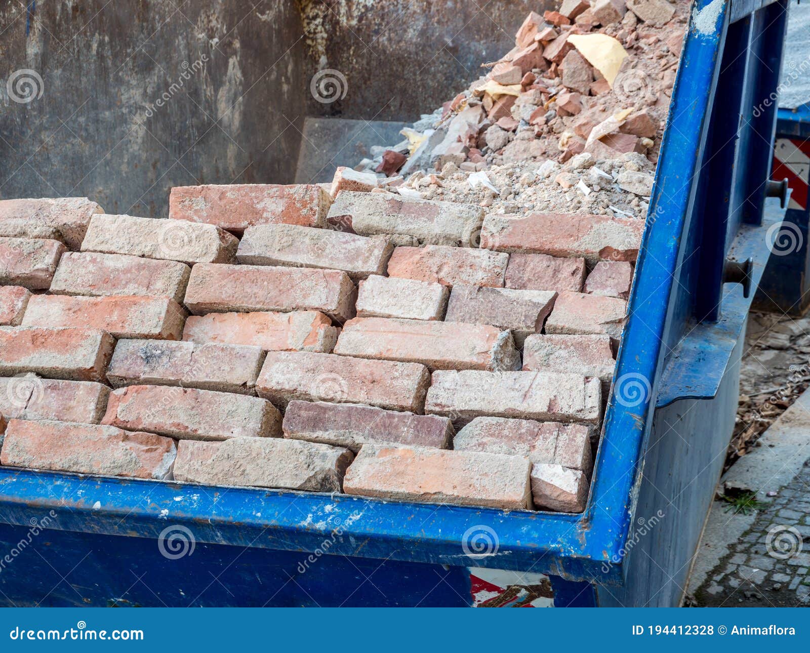 Brick Debris Container Construction Site Stock Photo - Image of waste ...