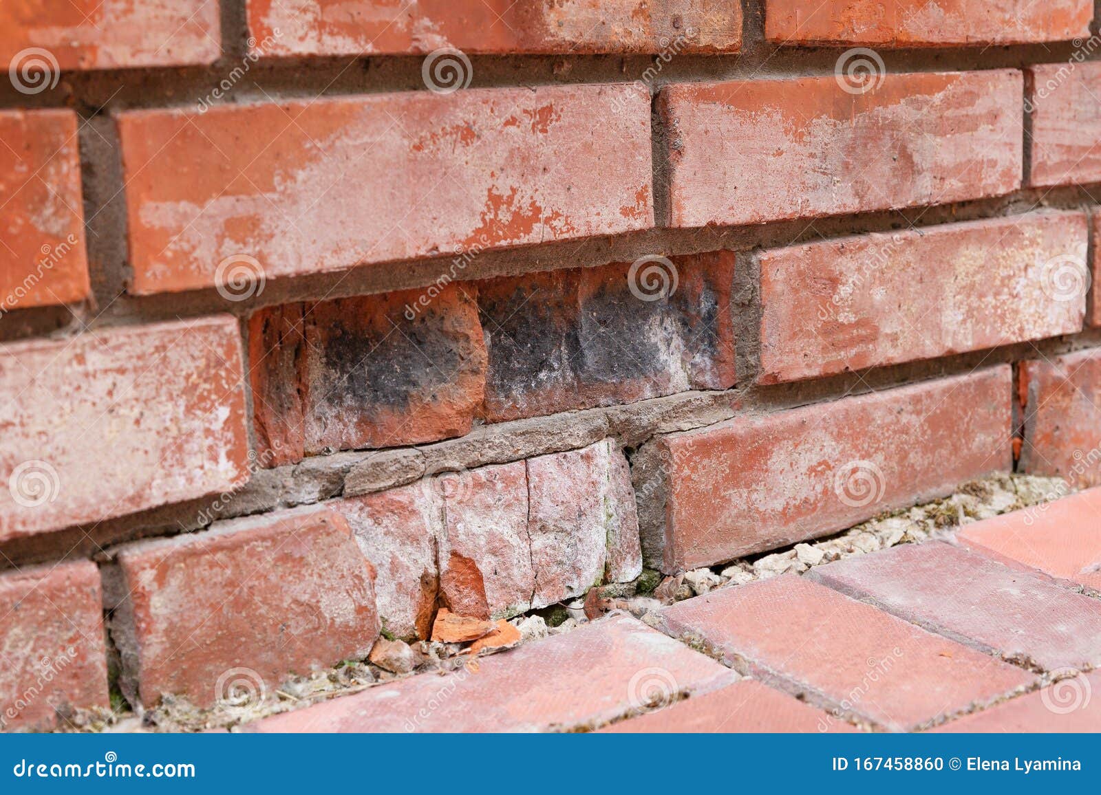 Brick, Defectived,cracked in Brickwork. Destruction of Red Bricks Due ...
