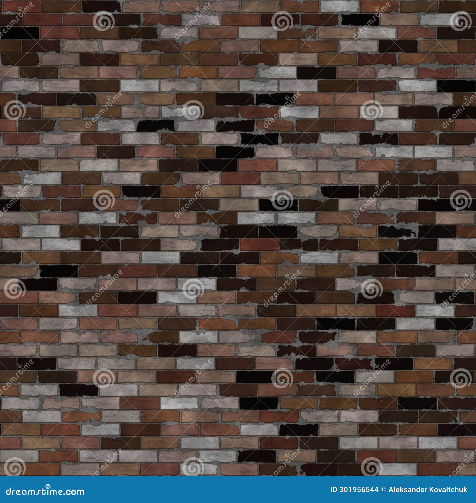 Brick Drawing. Colorful Brick Wall Seamless Background- Texture Pattern ...