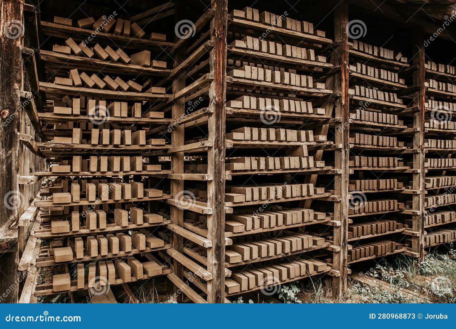 Brick Drying on Shelves in Brick Factory Stock Image - Image of ...