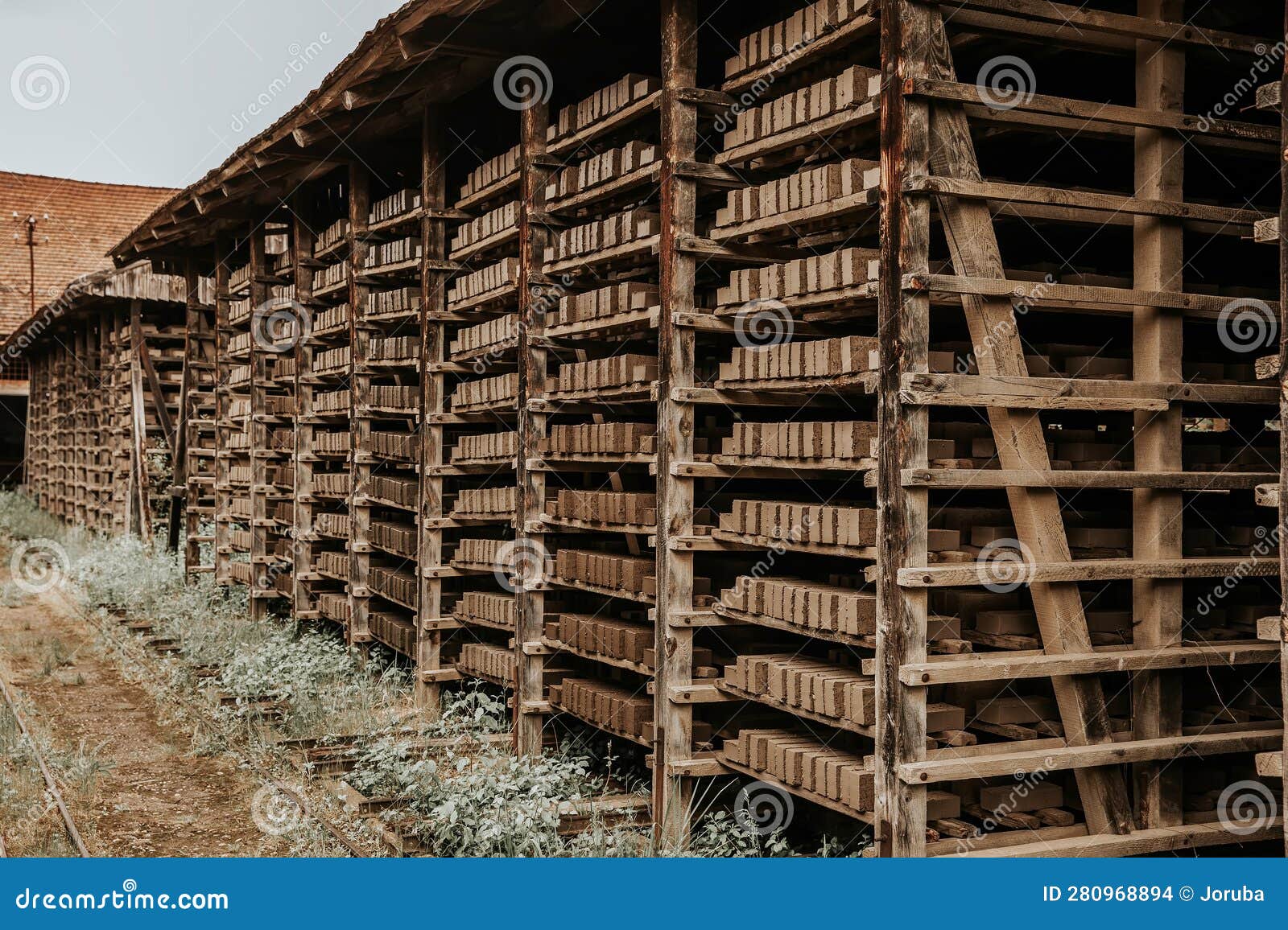 Brick Drying on Shelves in Brick Factory Stock Photo - Image of ...