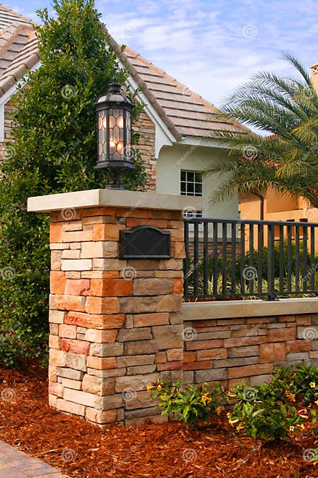 Brick Entrance Post stock image. Image of post, fixture - 4714687