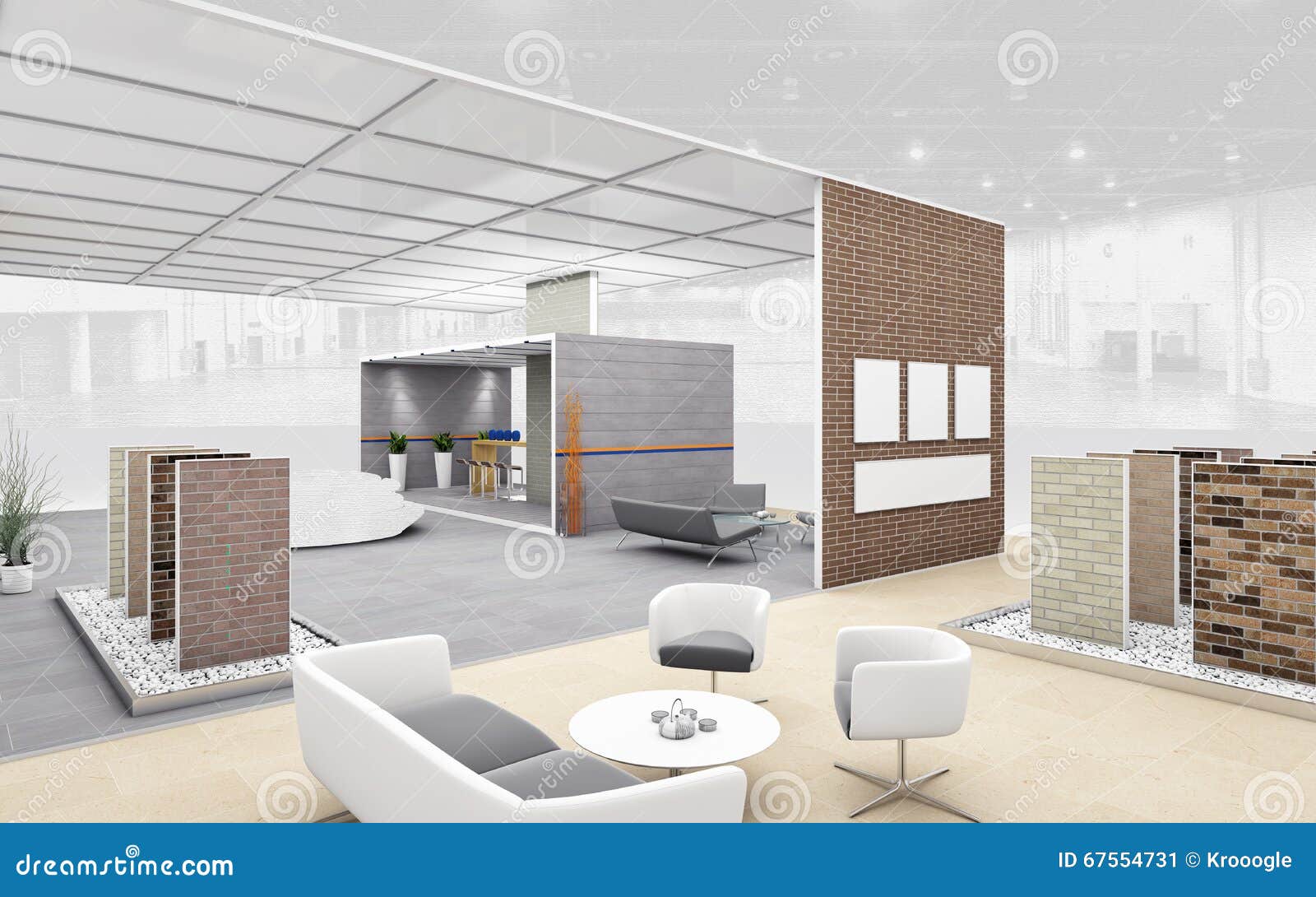 Brick Exhibition Stand 3d Rendering Stock Illustration - Illustration ...