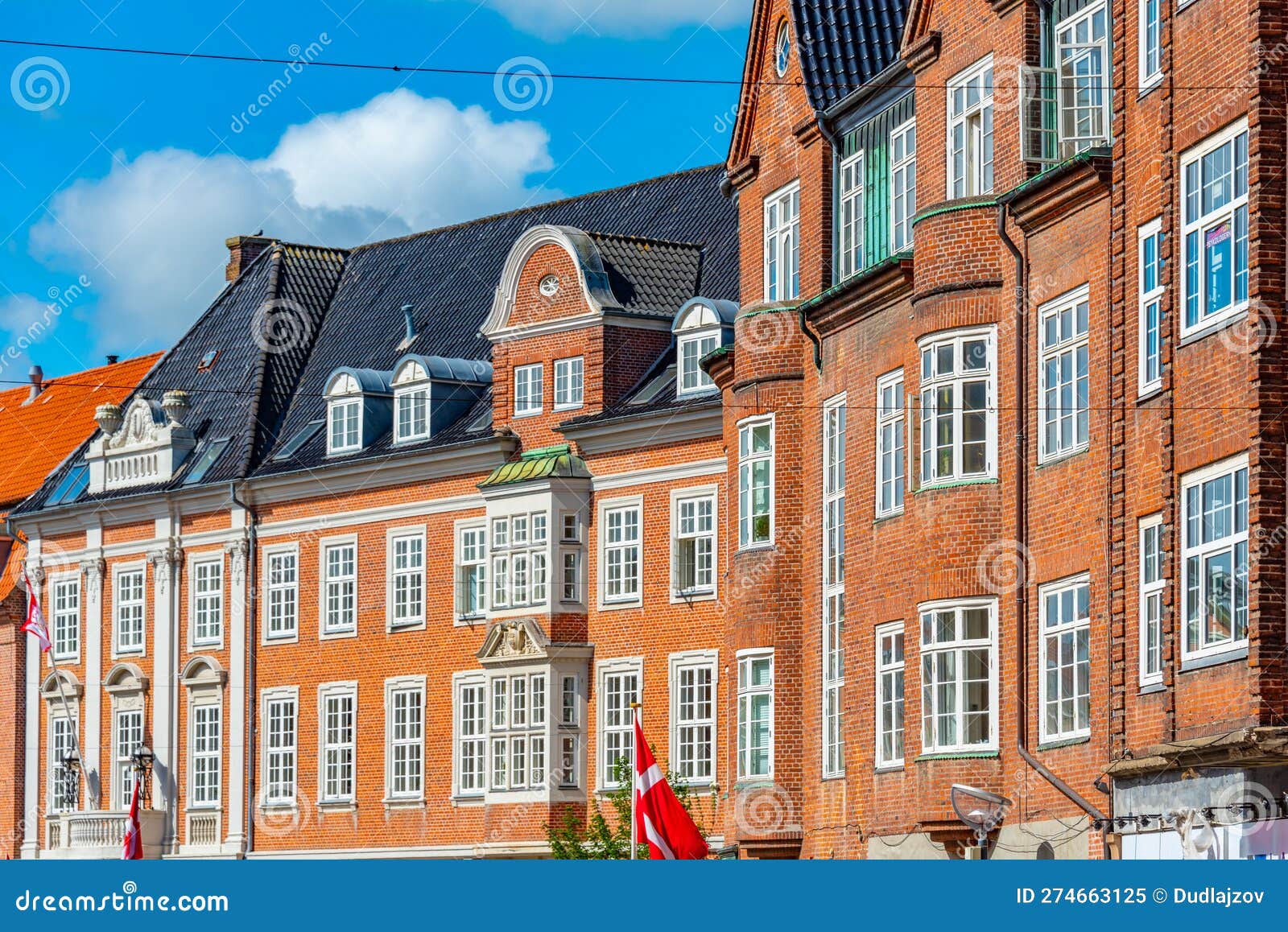 Brick Facades in Central Aalborg, Denmark Stock Image - Image of ...