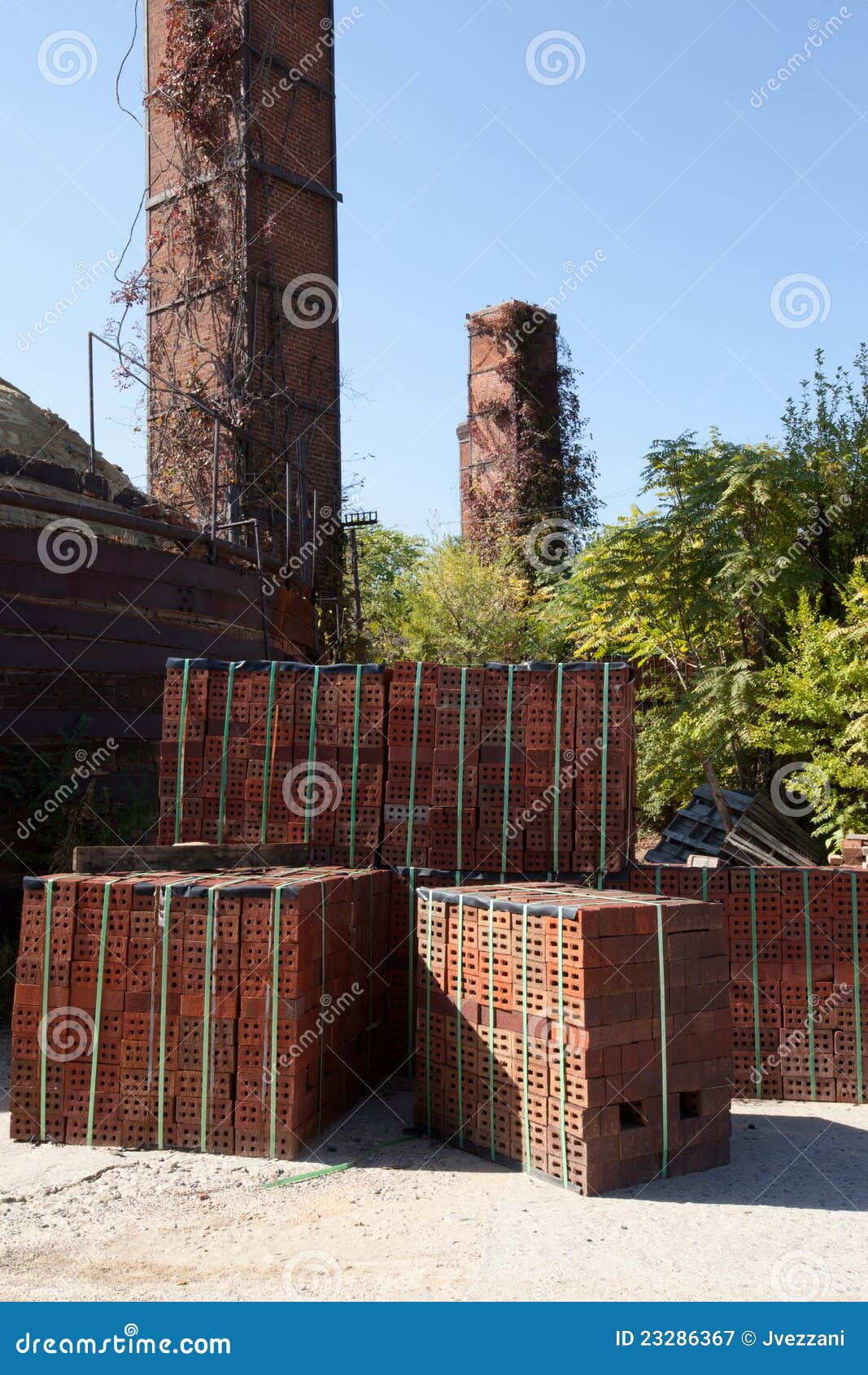 Brick Factory with Kiln and Smoke Stacks Stock Image - Image of company ...