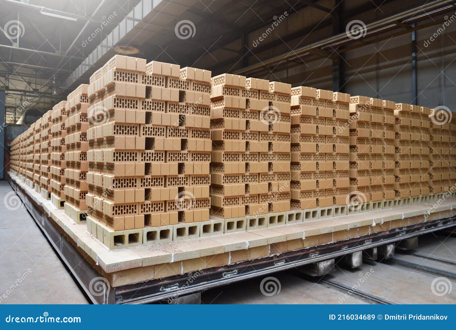 Brick Factory. Stacked Brick in a Brick Factory Warehouse Stock Image ...