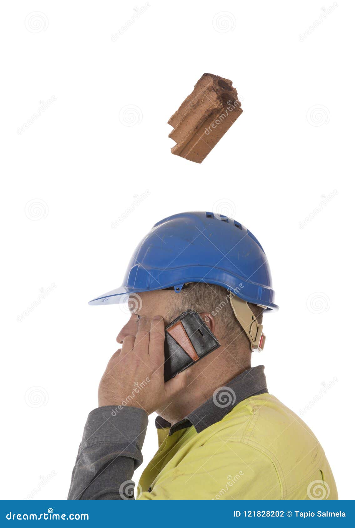 Falling Brick and Protection. Stock Photo - Image of health, clothing ...