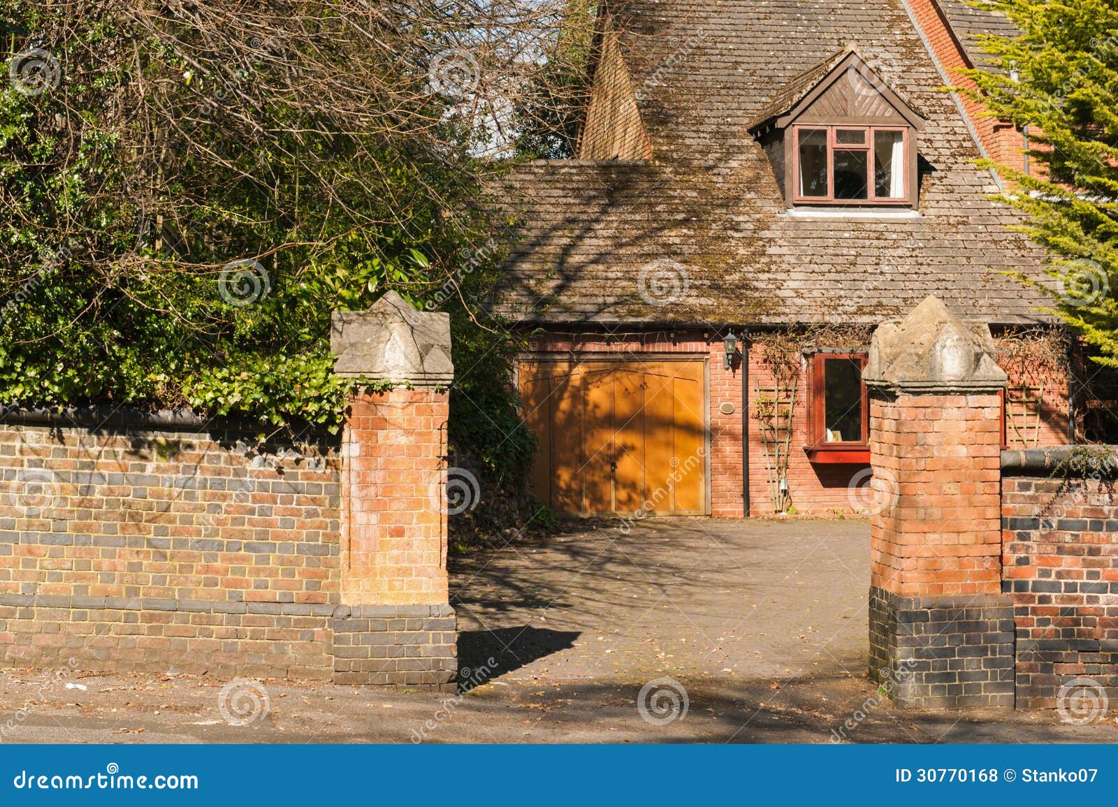 Brick Family House Driveway. Stock Photo - Image of details, bricked ...