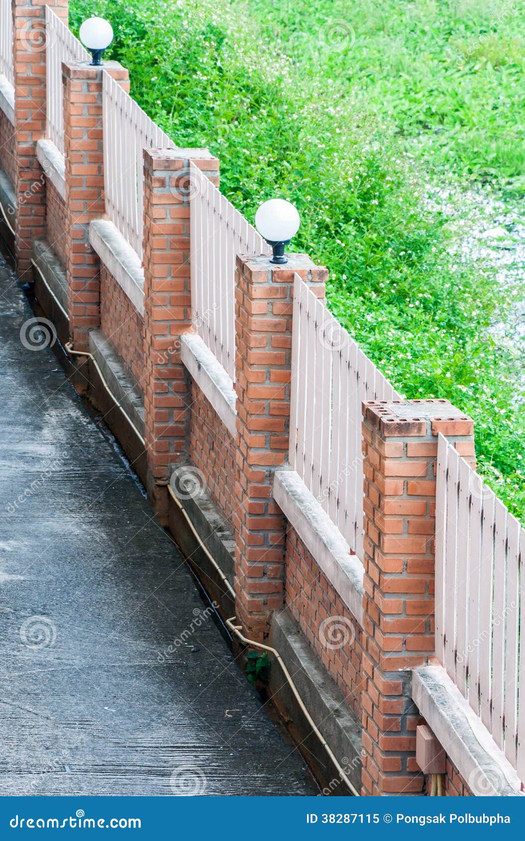 Brick fence stock image. Image of stone, pattern, architecture - 38287115