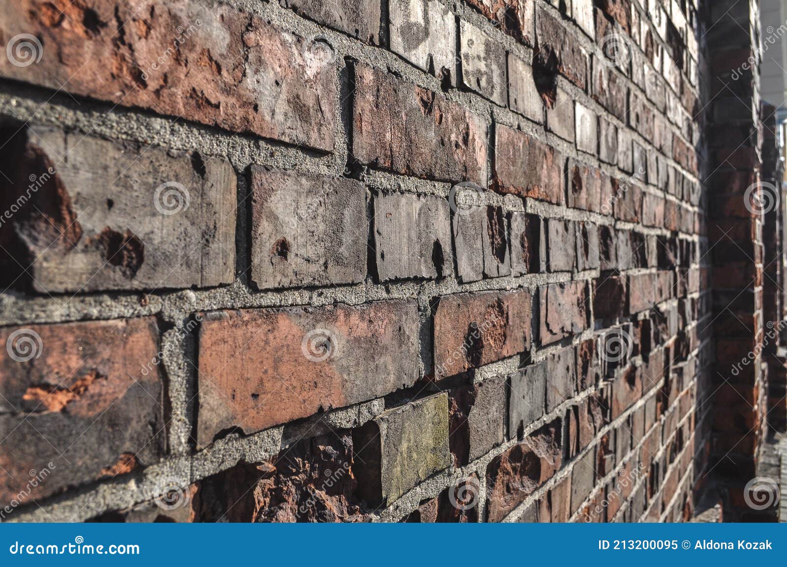 Brick Fence Old Building Ruin, Damaged Brick Wall Stock Image - Image ...