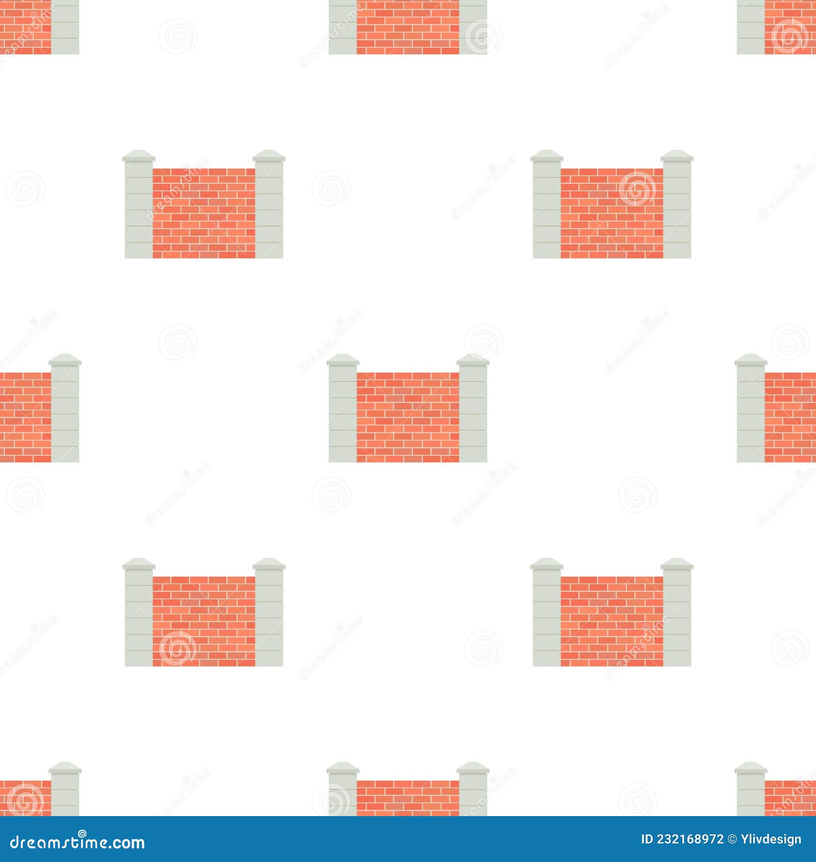 Brick Fence Pattern Seamless Vector Stock Vector - Illustration of view ...