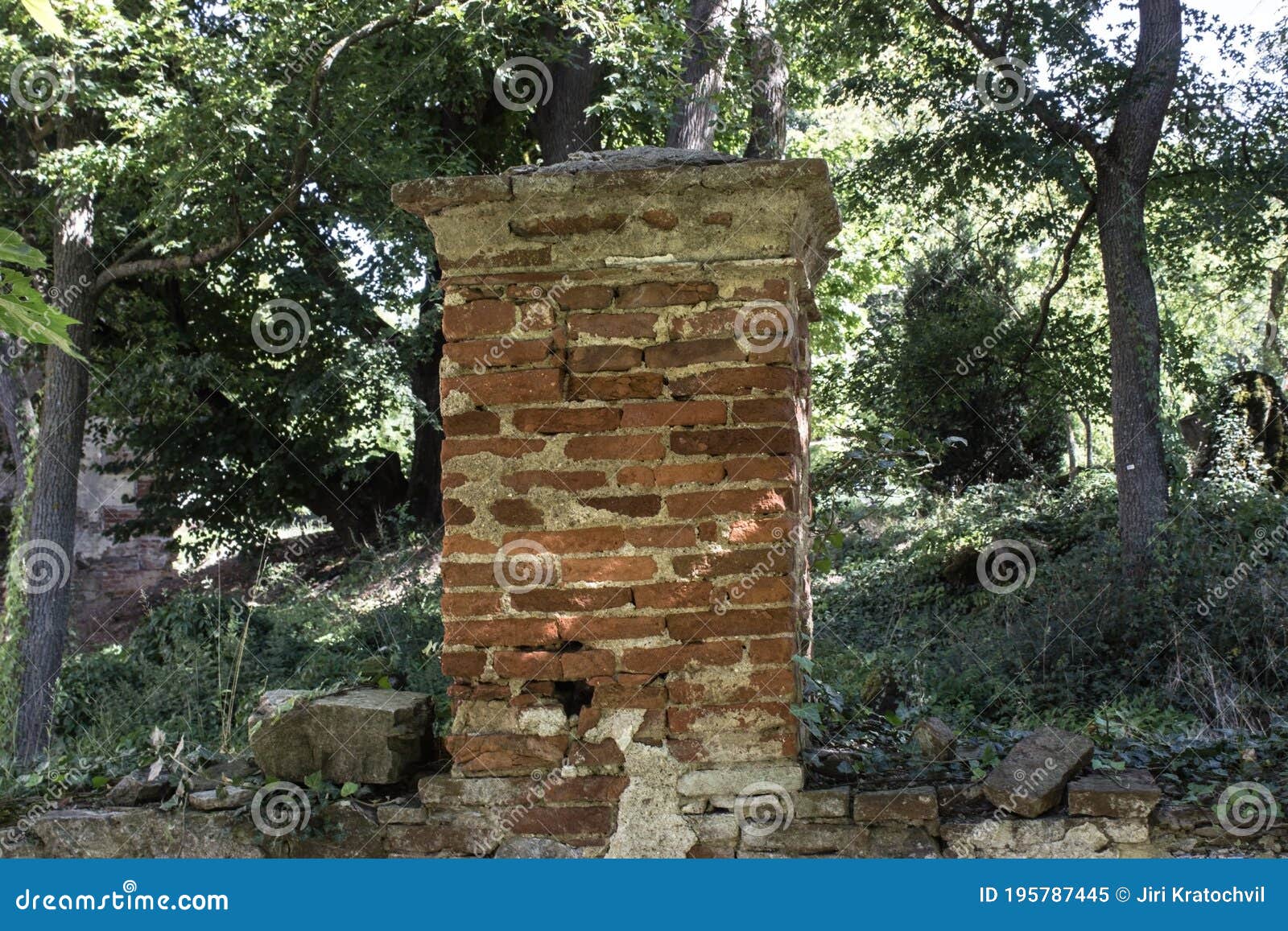 A brick fence post stock image. Image of garden, dark - 195787445