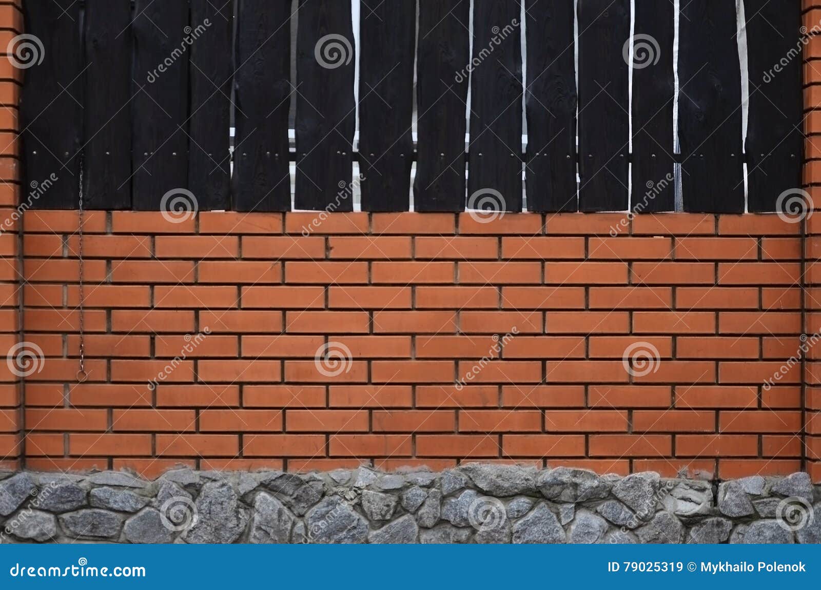 Brick Fence with Stone Foundation Stock Image - Image of horizontal ...