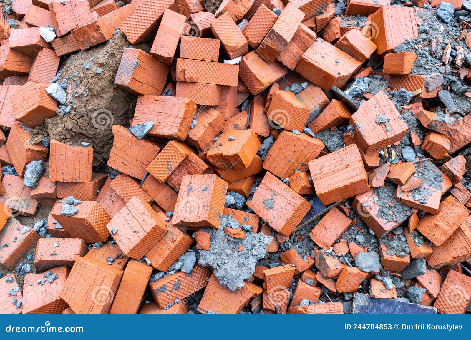 Brick Fight - Halves of New Bricks are Piled Up Mixed with Other ...