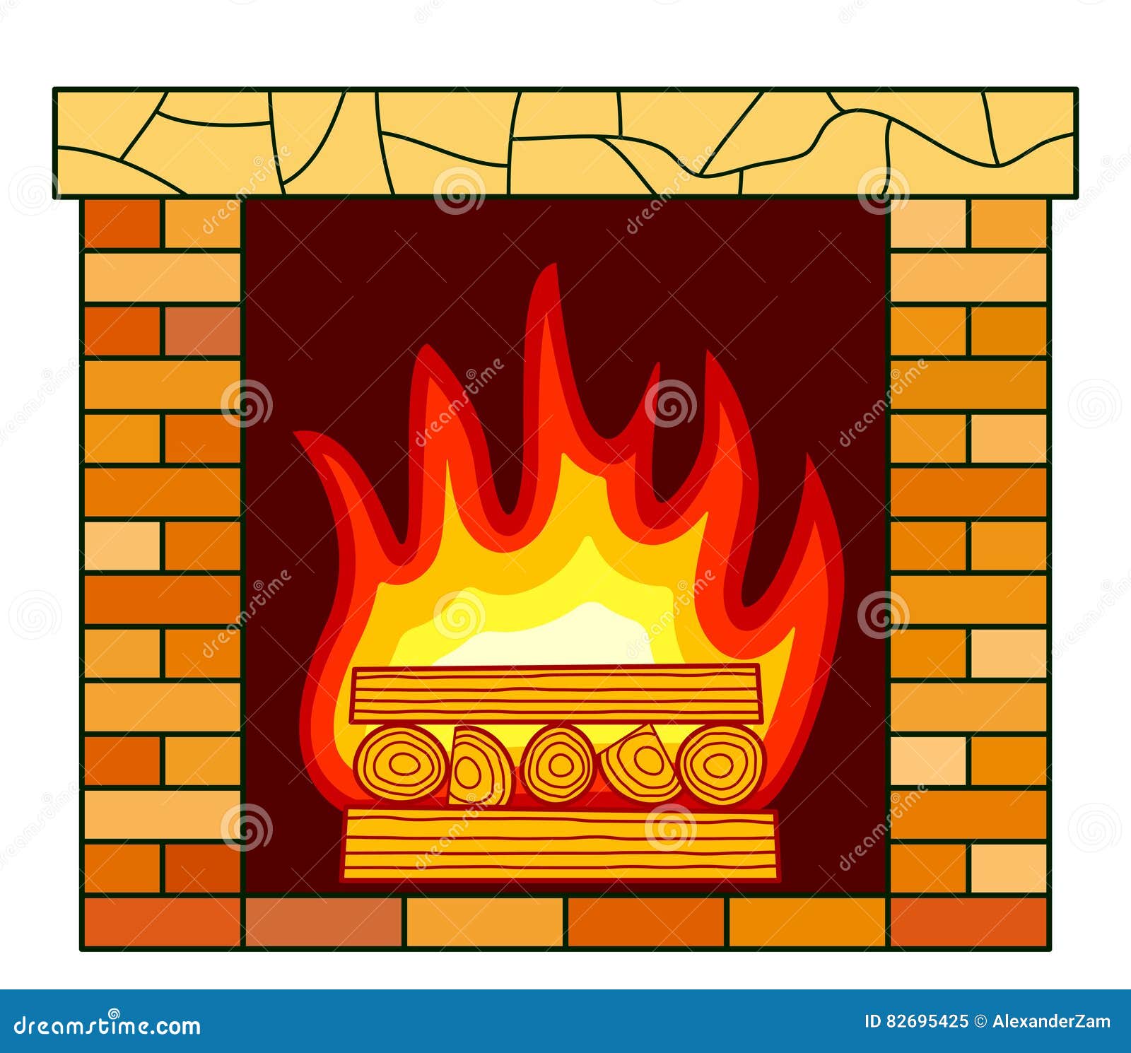Brick fireplace icon stock vector. Illustration of fuelwood - 82695425
