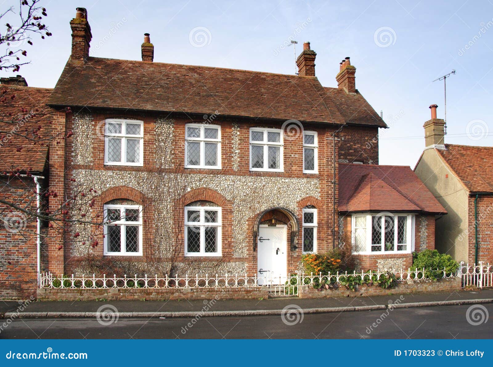 Brick and Flint House stock image. Image of road, brick - 1703323