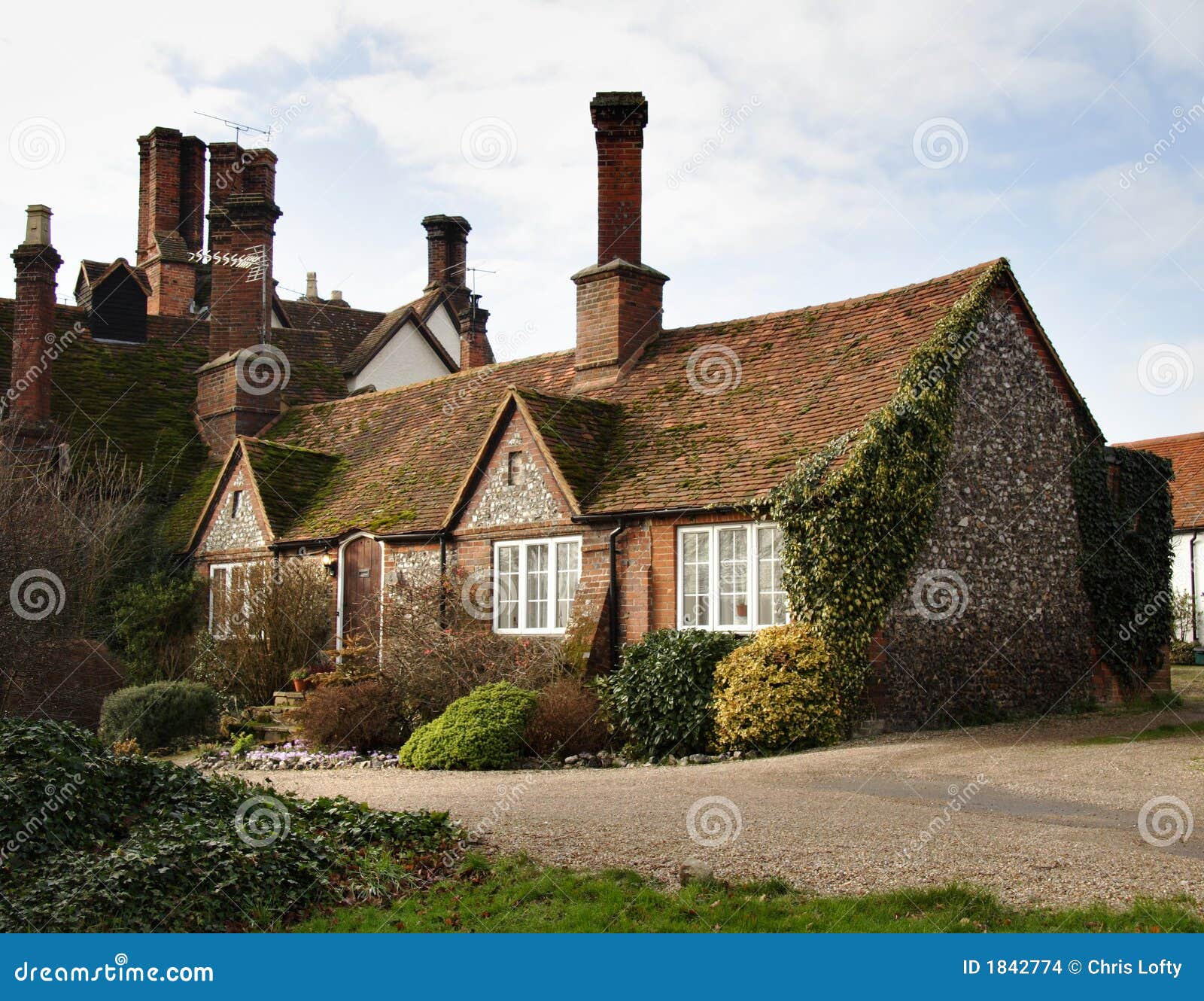 Brick and Flint House stock photo. Image of chimney, craftsmanship ...
