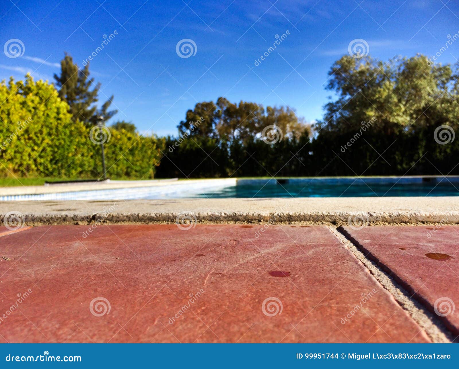 Brick floor by the pool stock photo. Image of spring - 99951744