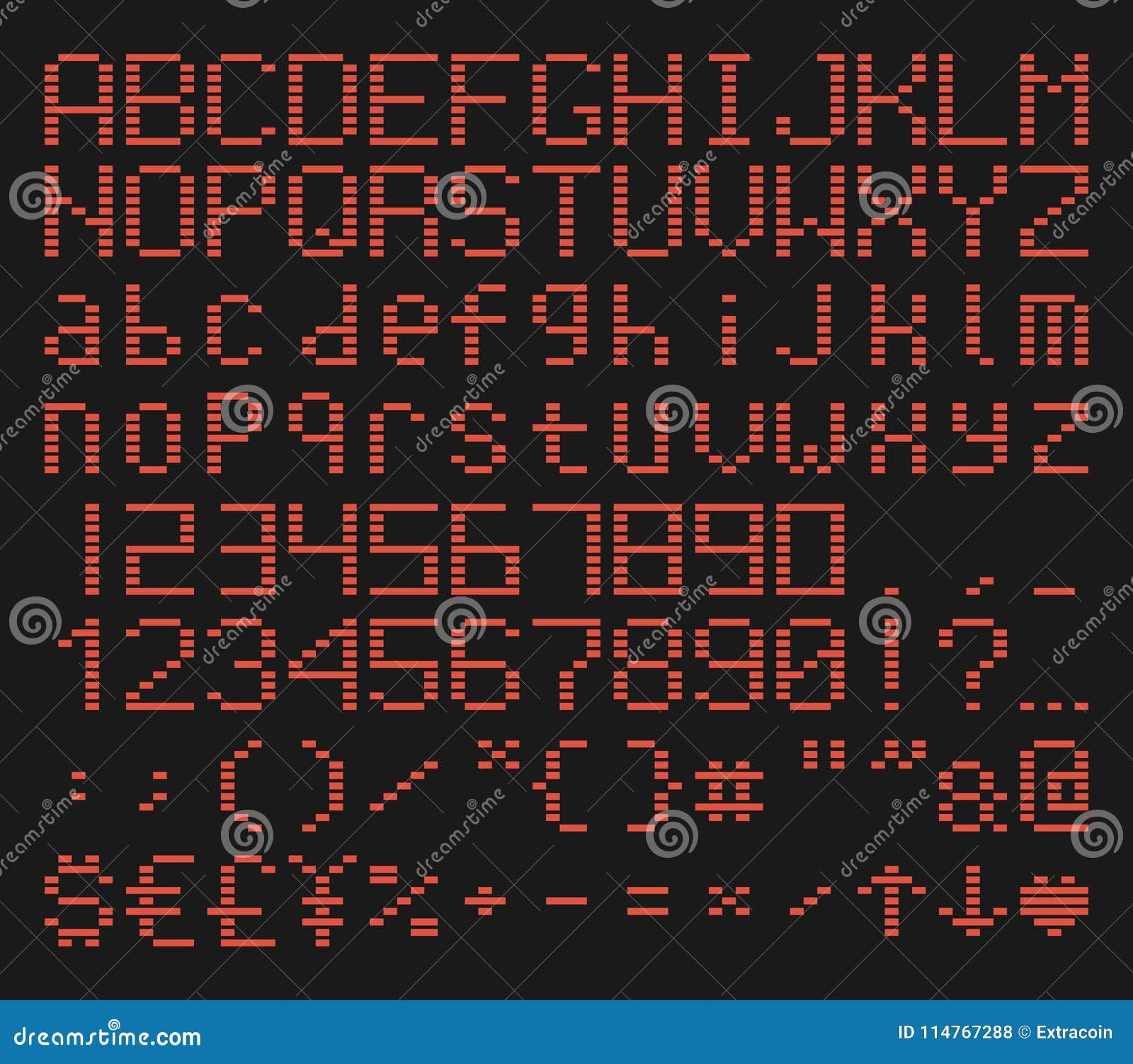 Brick Font Alphabet, Retro Game Typeface Stock Vector - Illustration of ...