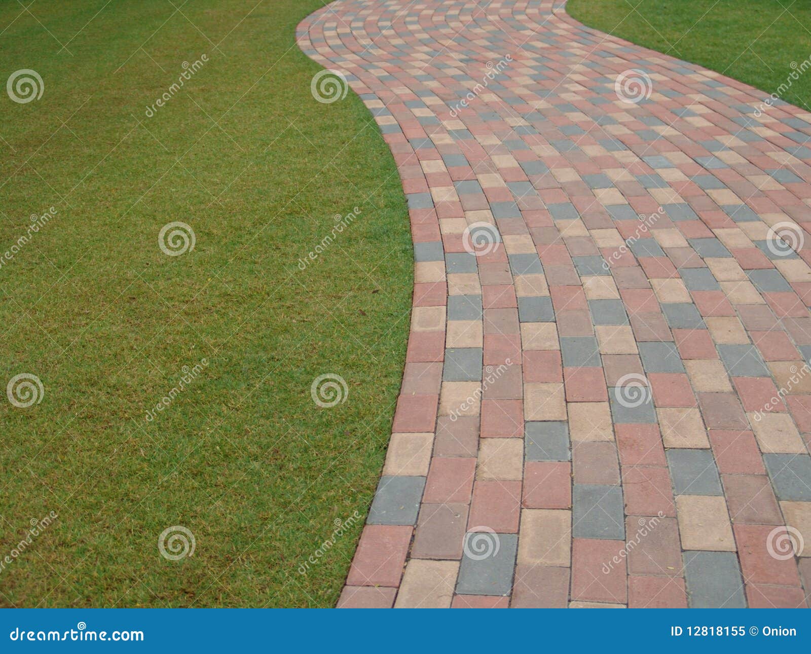Brick Footpath Next To Grass Stock Image - Image of neat, curve: 12818155