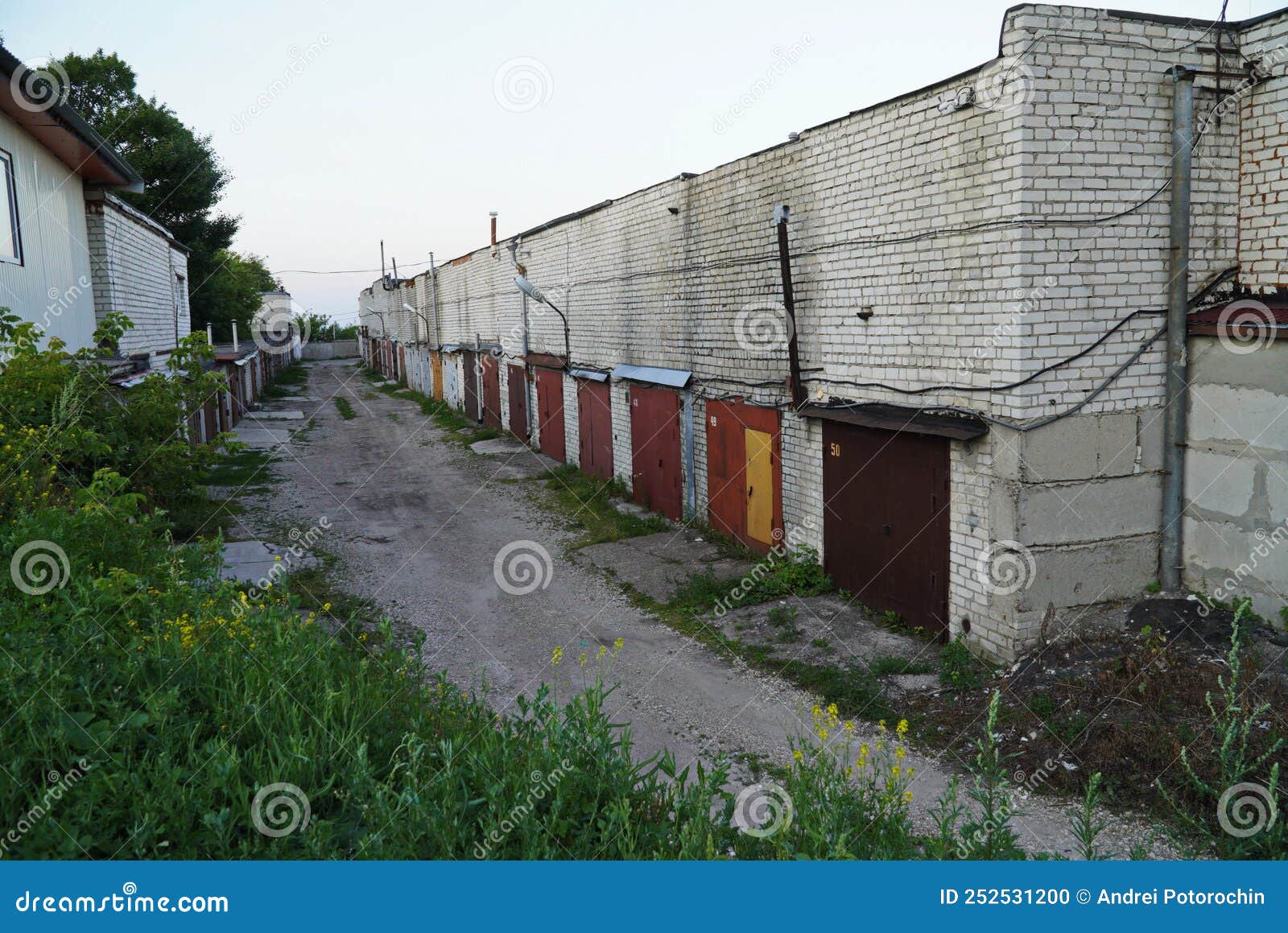 Brick Garages in a Closed Protected Area. Garage Complex Stock Photo ...