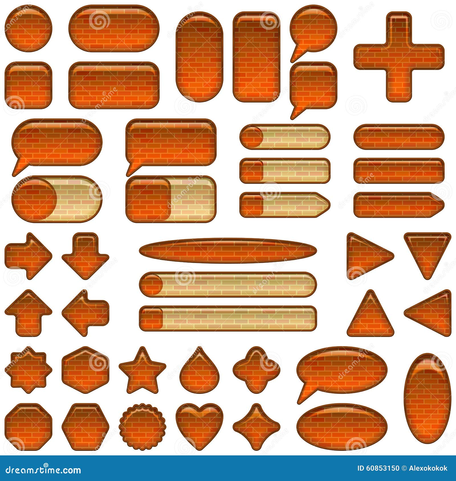 Brick glass buttons set stock vector. Illustration of drop - 60853150