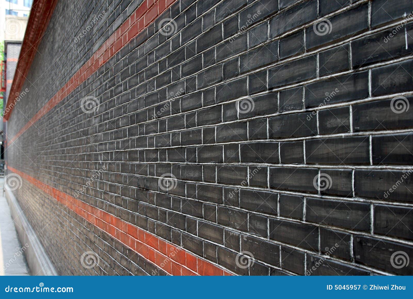 Brick Gray Wall with Red Line Stock Image - Image of construction ...