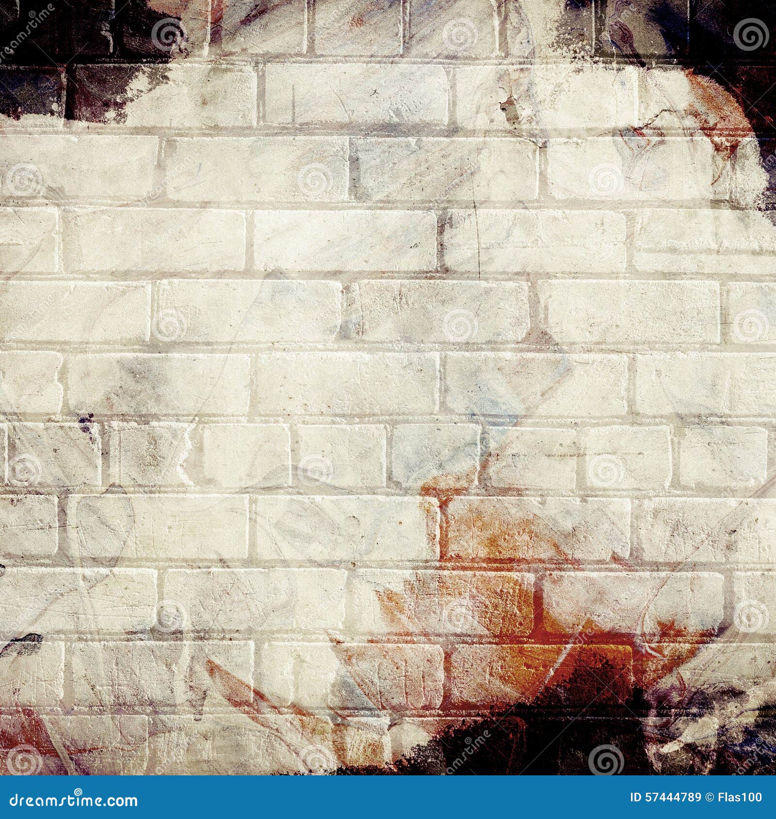 Brick Grunge Painted Wall Background Stock Image - Image of cement ...