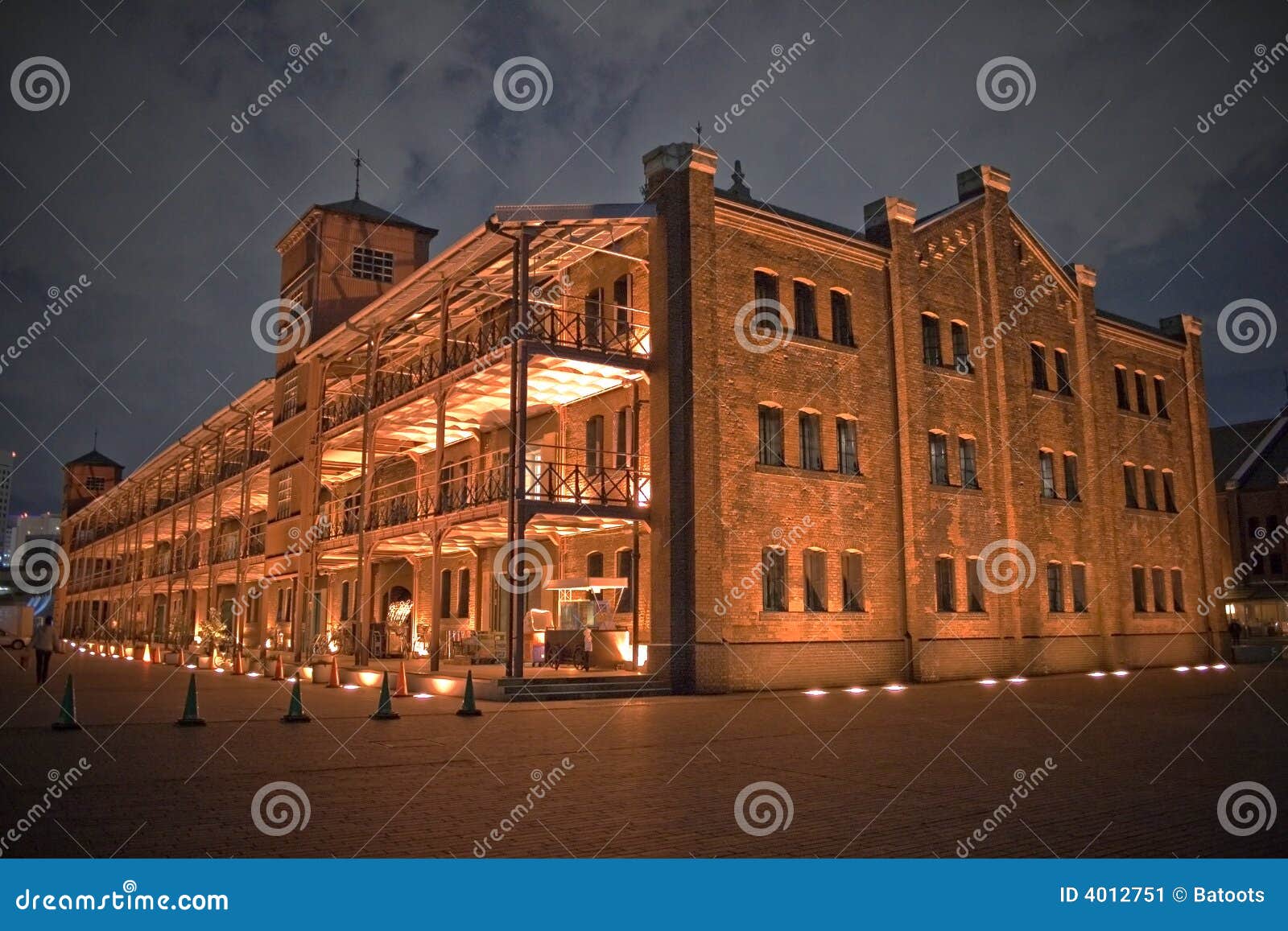 Brick hall - night shot stock image. Image of yokohama - 4012751