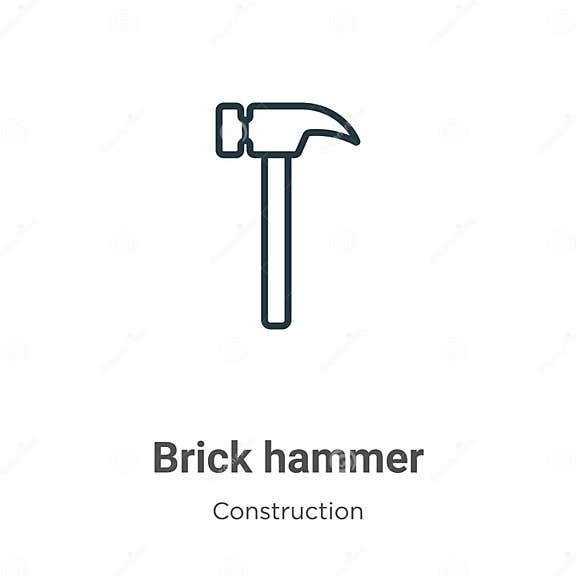 Brick Hammer Outline Vector Icon. Thin Line Black Brick Hammer Icon ...