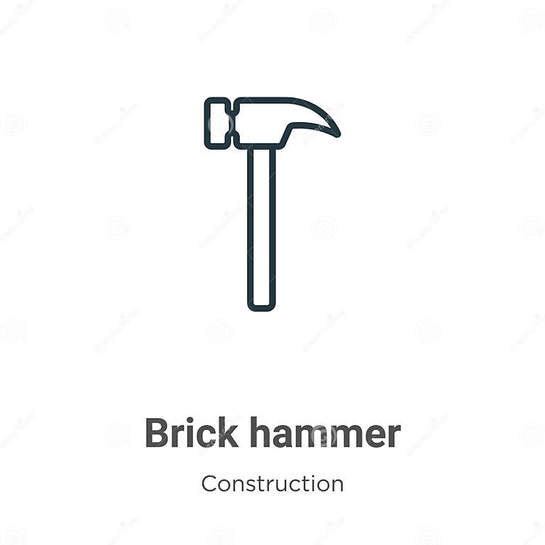 Brick Hammer Outline Vector Icon. Thin Line Black Brick Hammer Icon ...