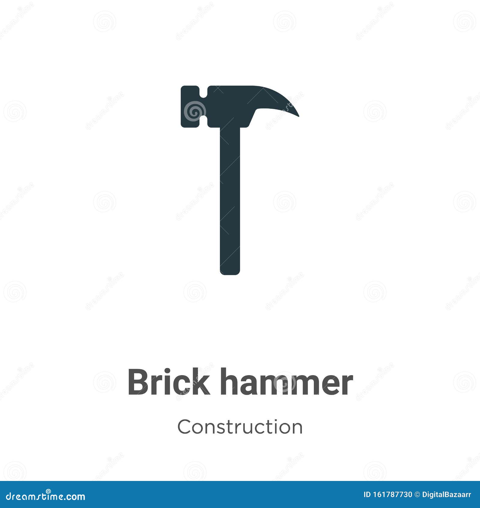 Brick Hammer Vector Icon on White Background. Flat Vector Brick Hammer ...