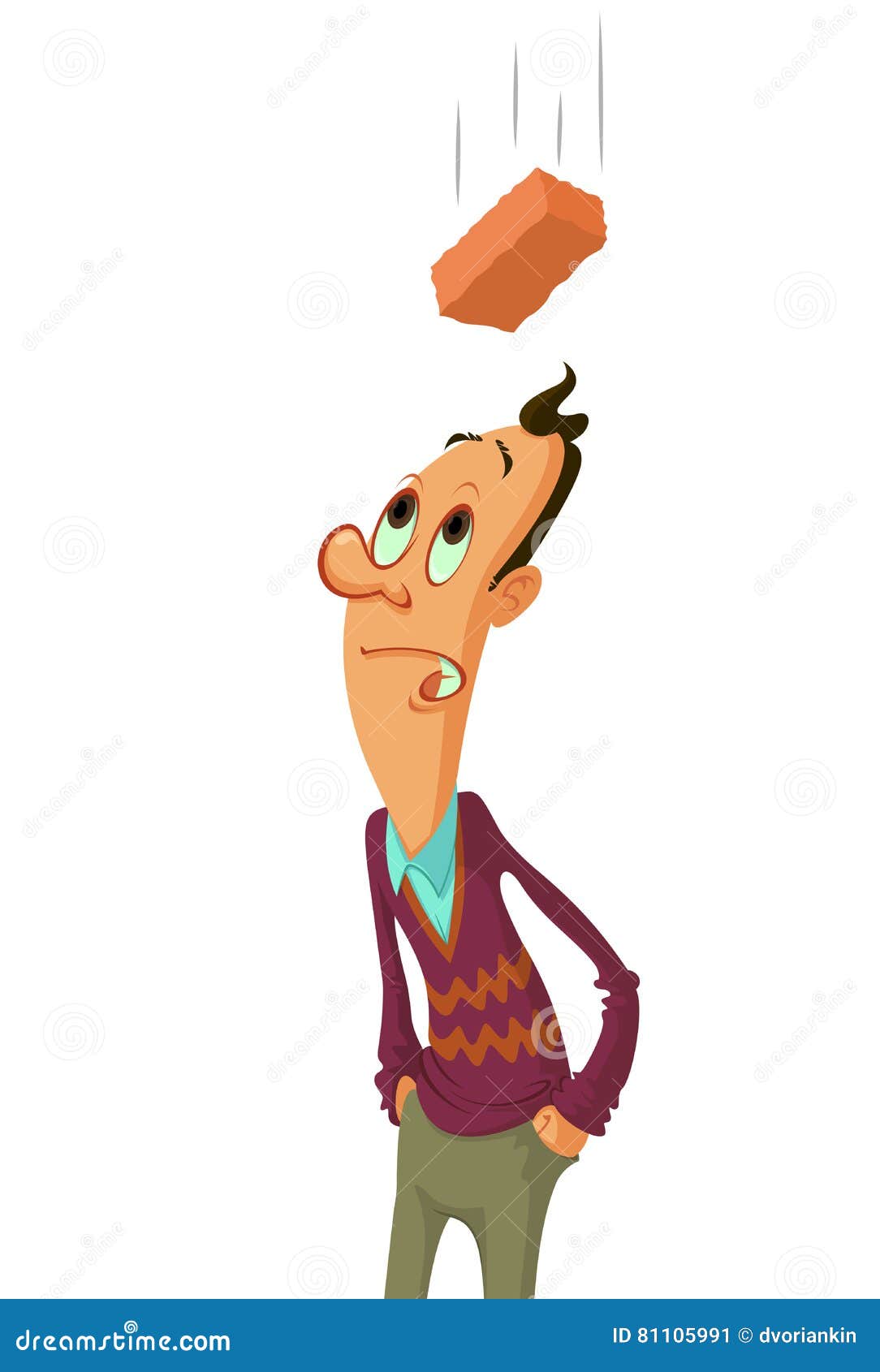 Brick on head stock vector. Illustration of accident - 81105991